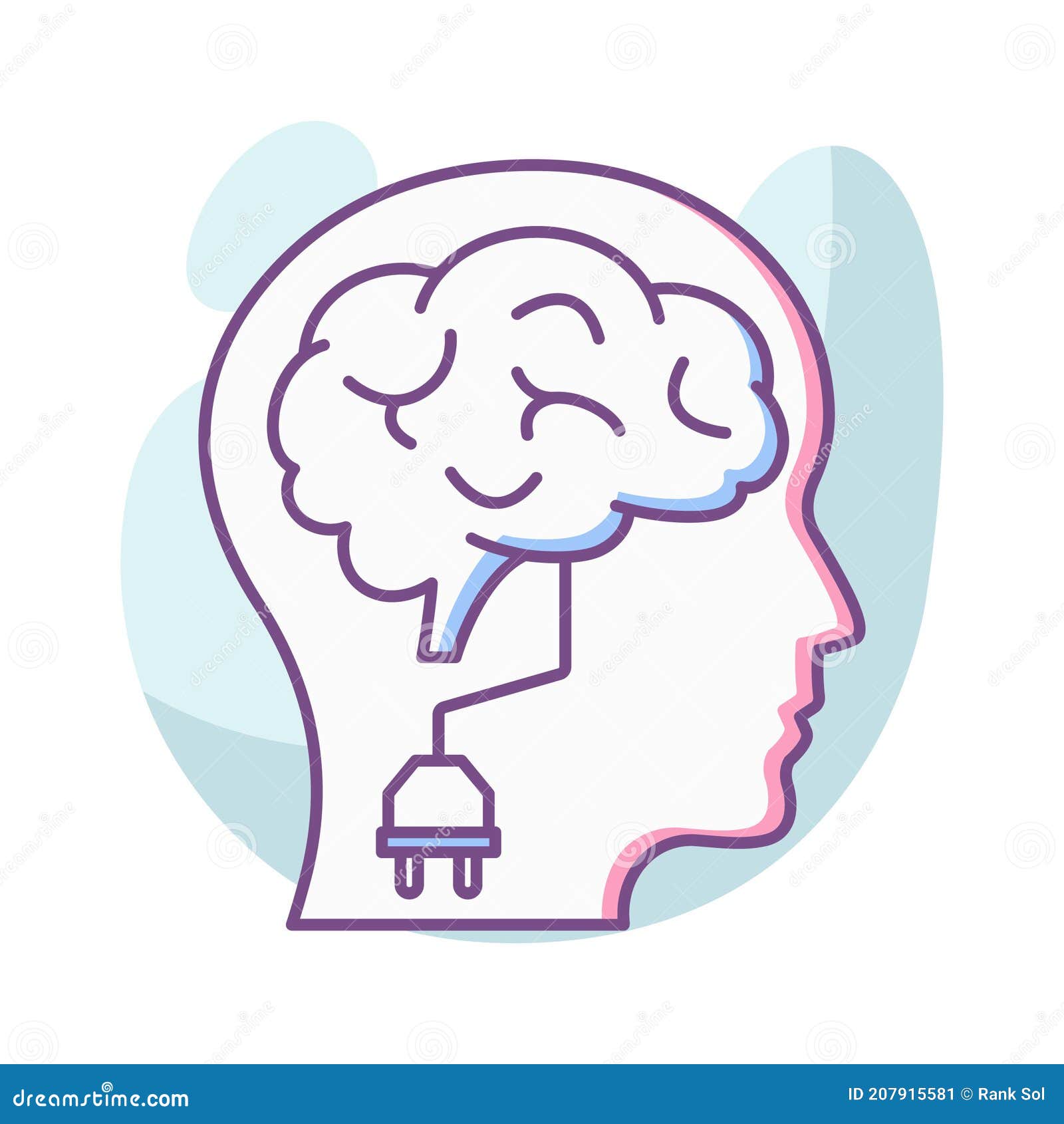 Brain Plug Color Vector Icon Which Can Easily Modify or Edit Stock ...