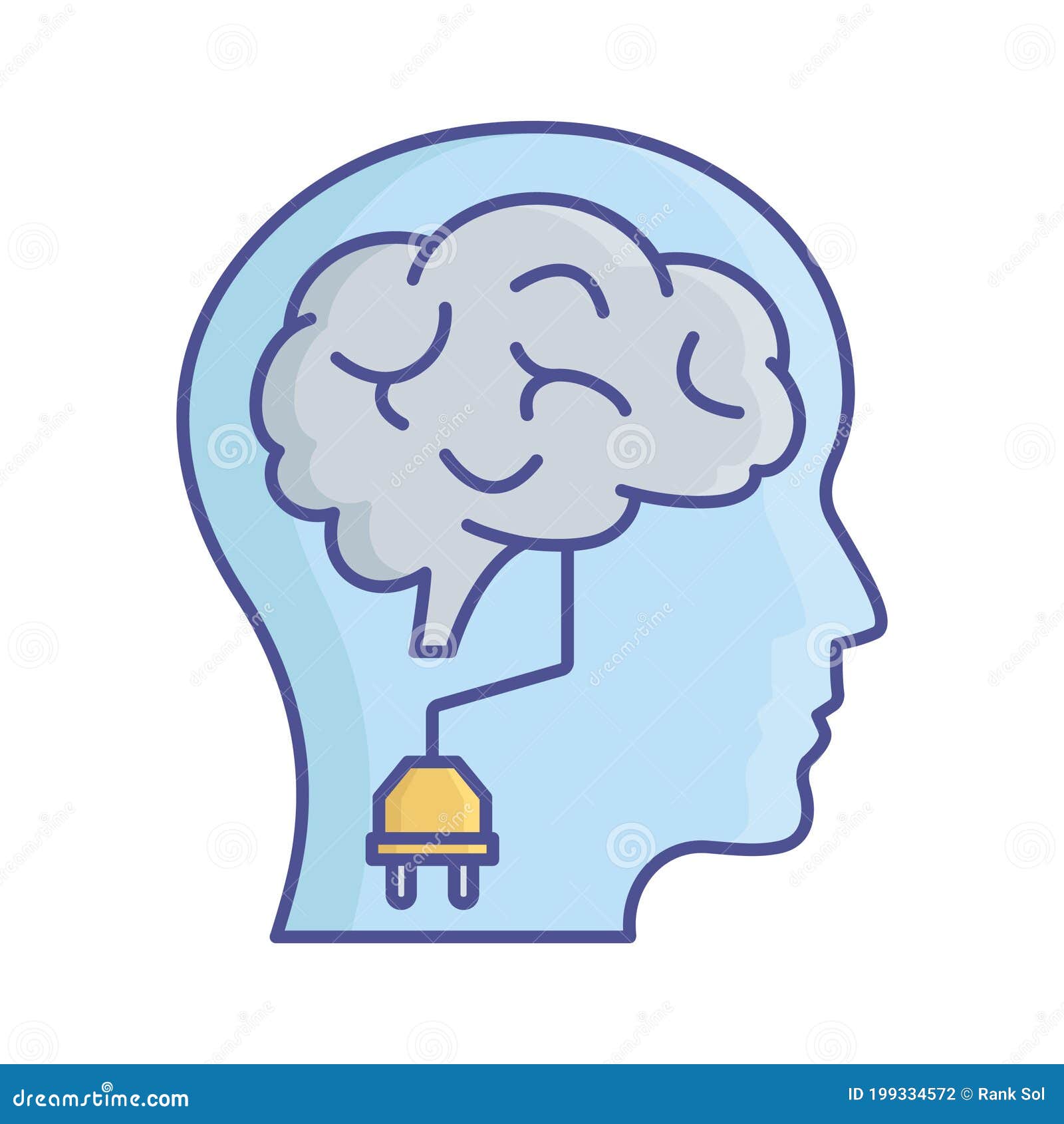 Brain Plug Fill Vector Icon Which Can Easily Modify or Edit Stock ...