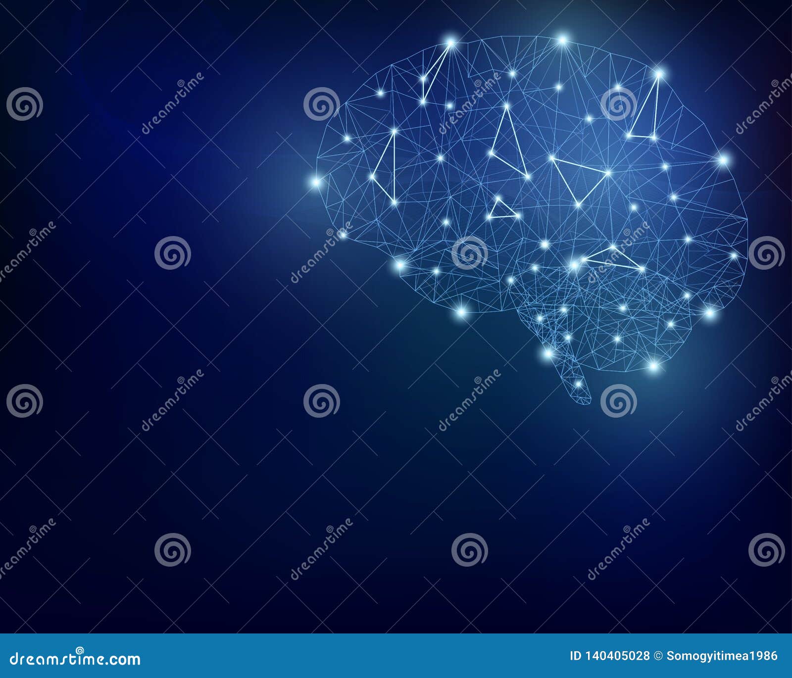 Brain from Polygon Mesh, with Light Points. Stock Vector - Illustration ...