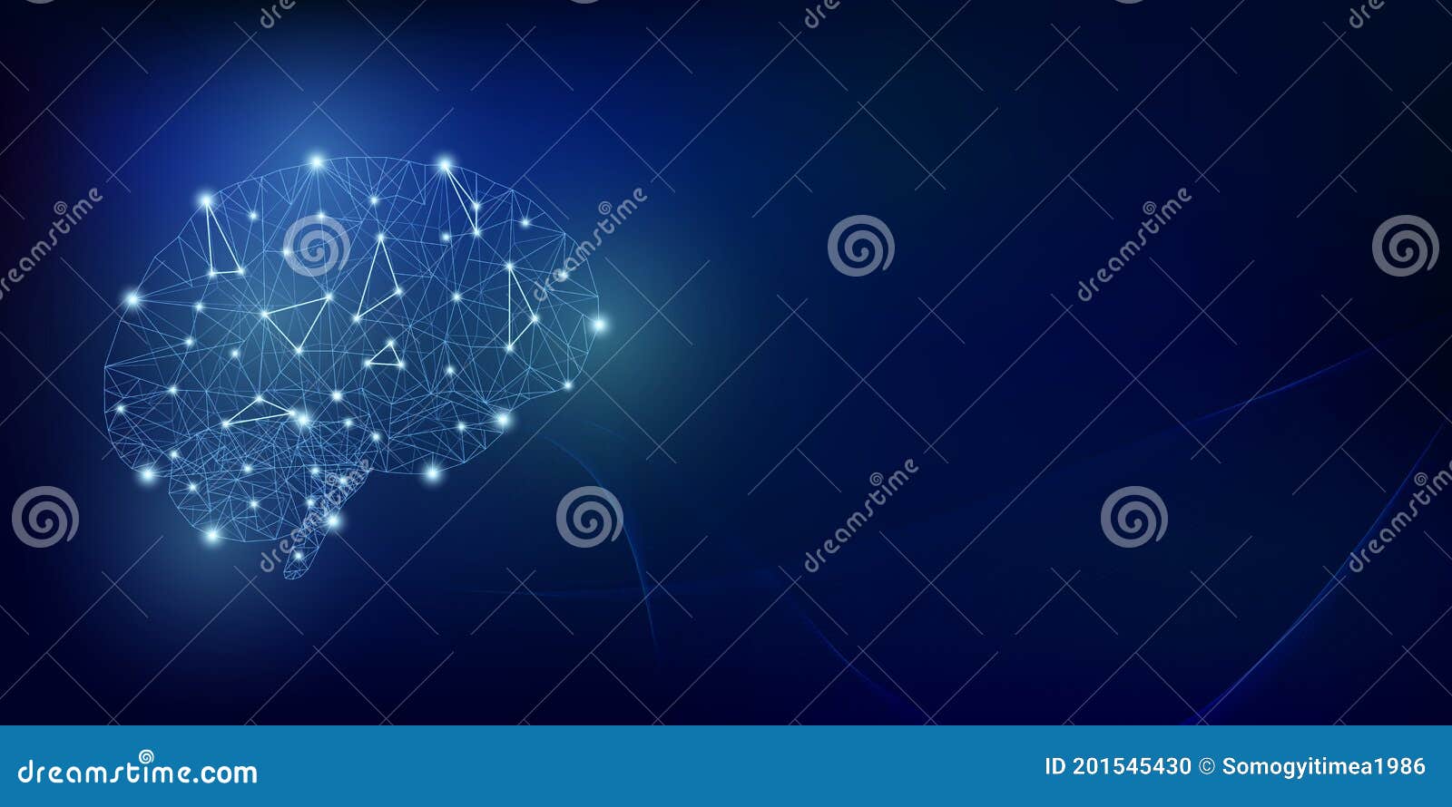 Brain from Polygon Mesh, with Light Points. Stock Vector - Illustration ...