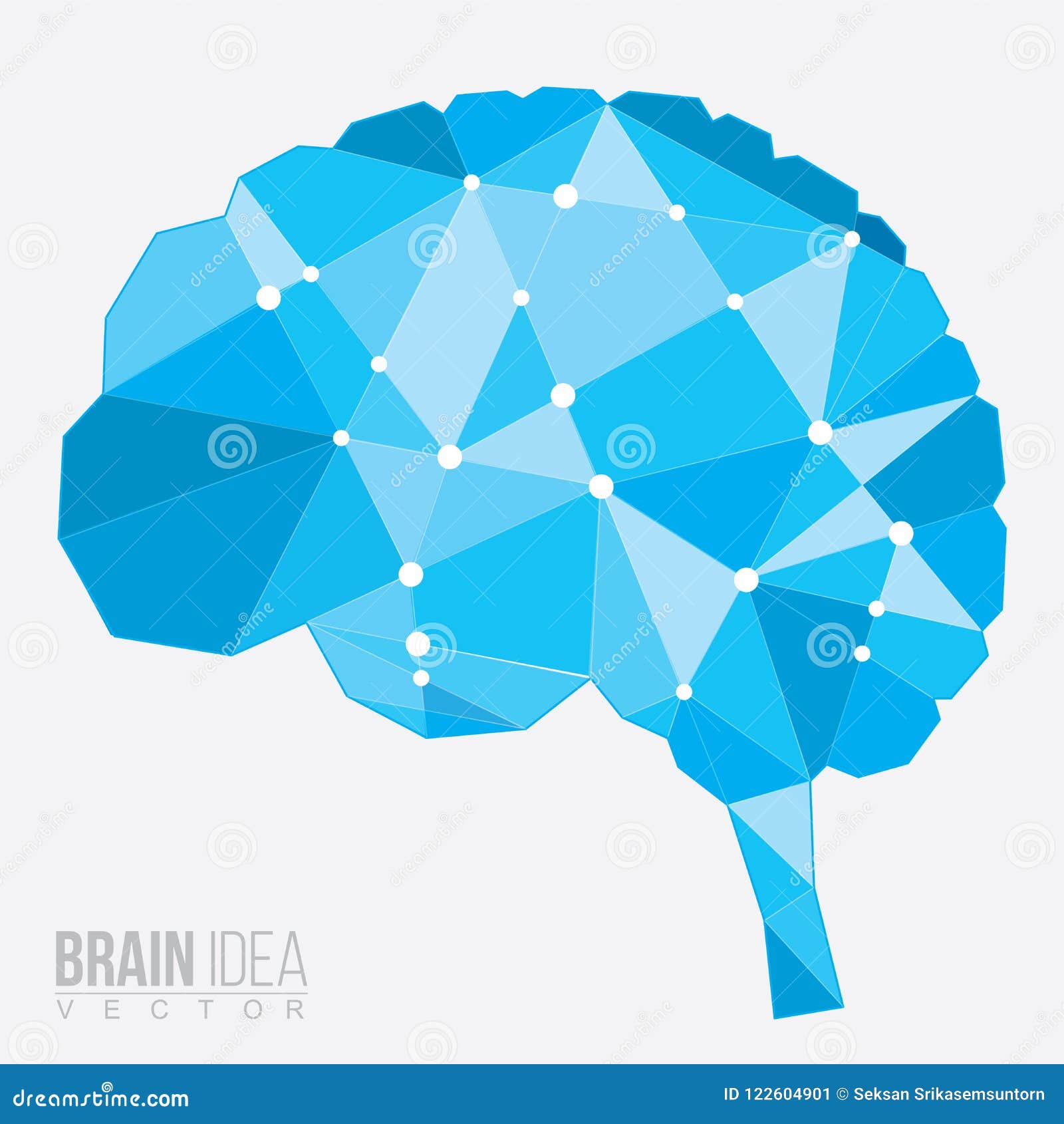 Blue Brain Polygon, Vector Illustration. Stock Vector - Illustration of ...