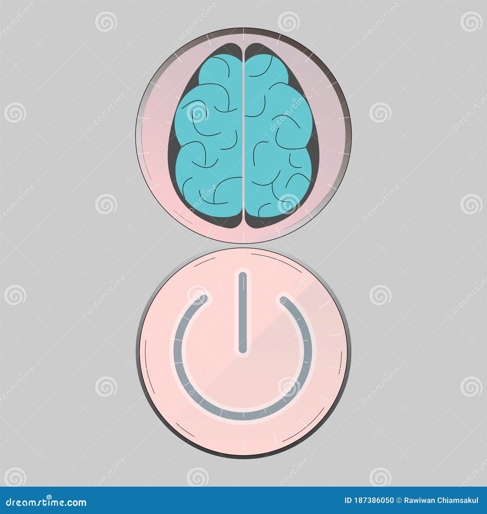Brain Power Button stock vector. Illustration of depicting - 187386050