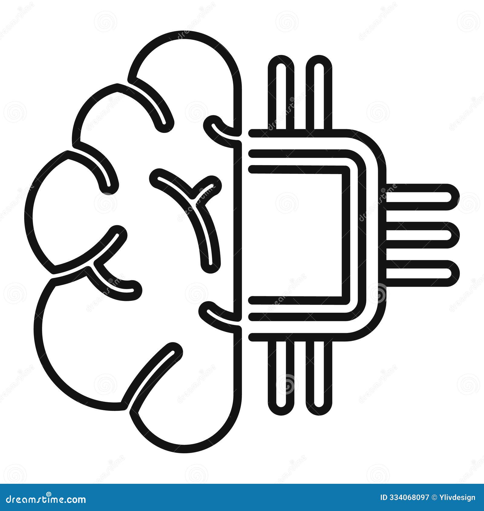 Brain Power Chip Connecting with Electronic Circuitry Lines Stock ...
