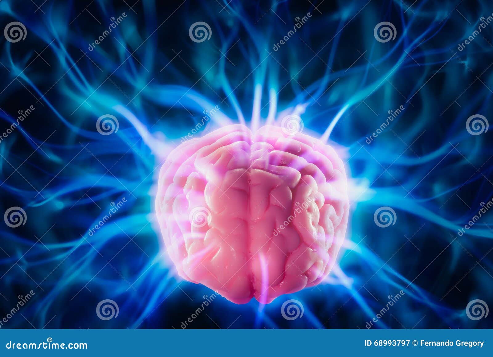 Brain Power Concept with Abstract Light Rays Stock Image - Image of ...