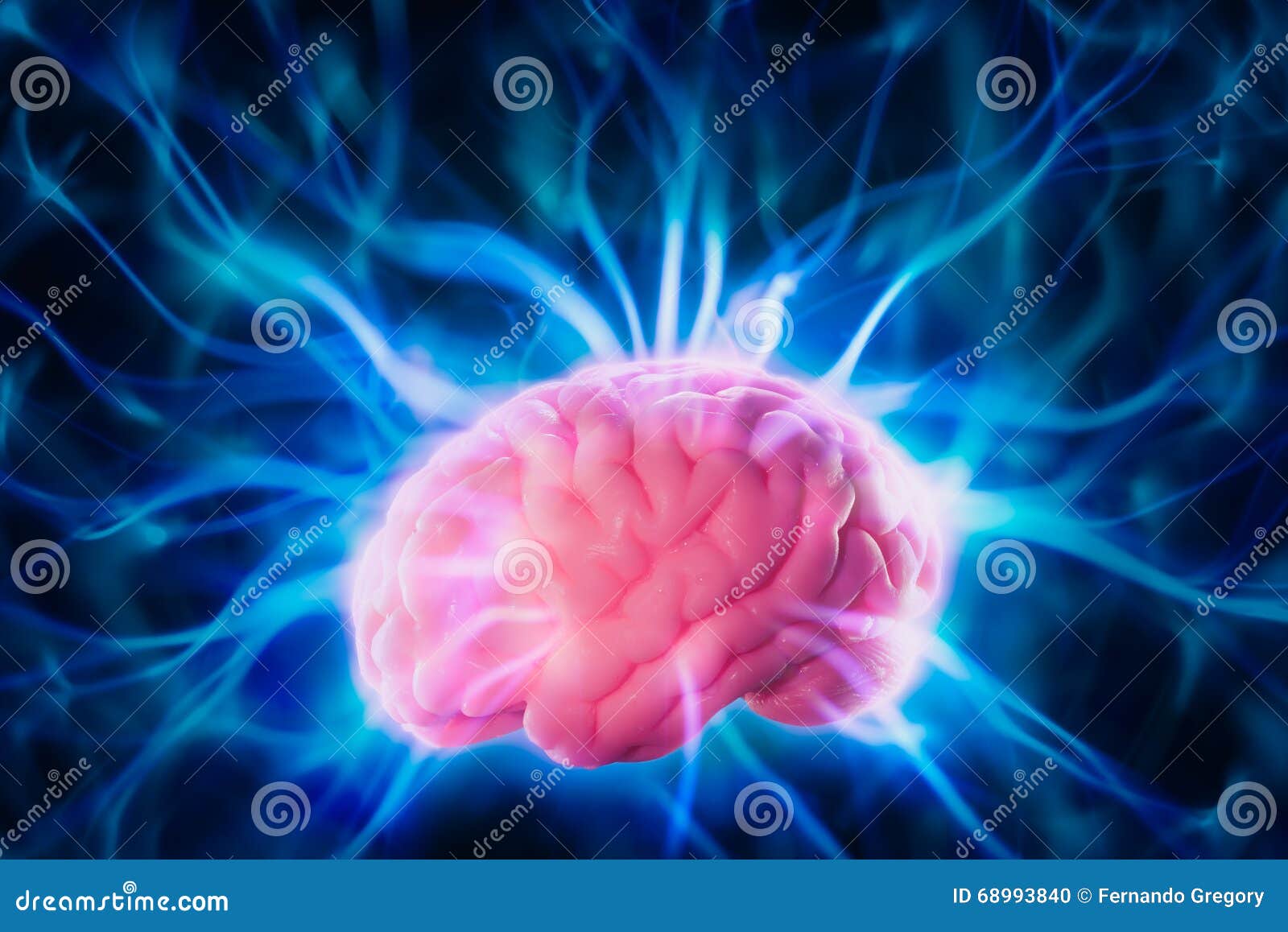 Brain Power Concept with Abstract Light Rays Stock Photo - Image of ...
