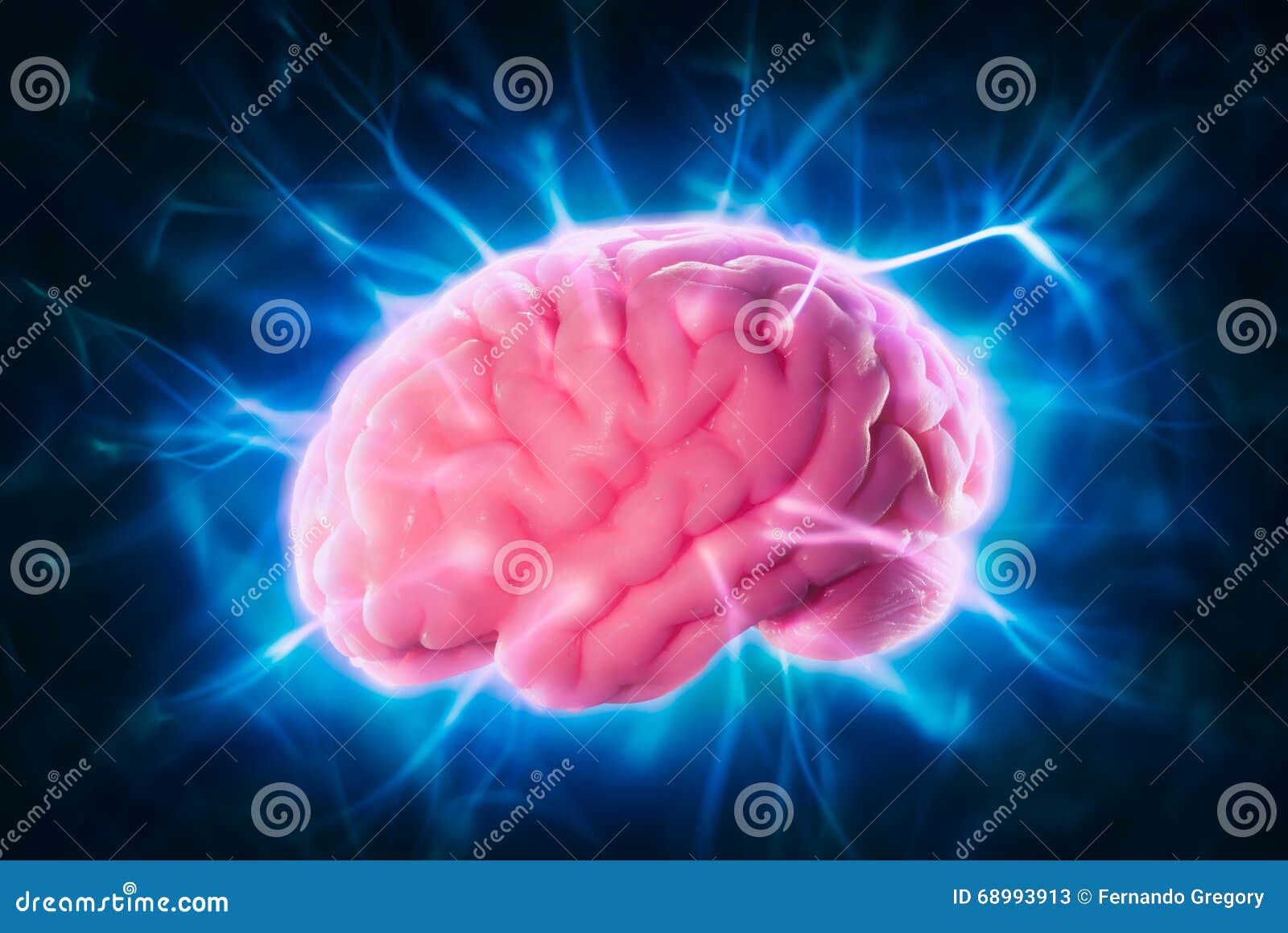 Brain Power Concept with Abstract Light Rays Stock Illustration ...