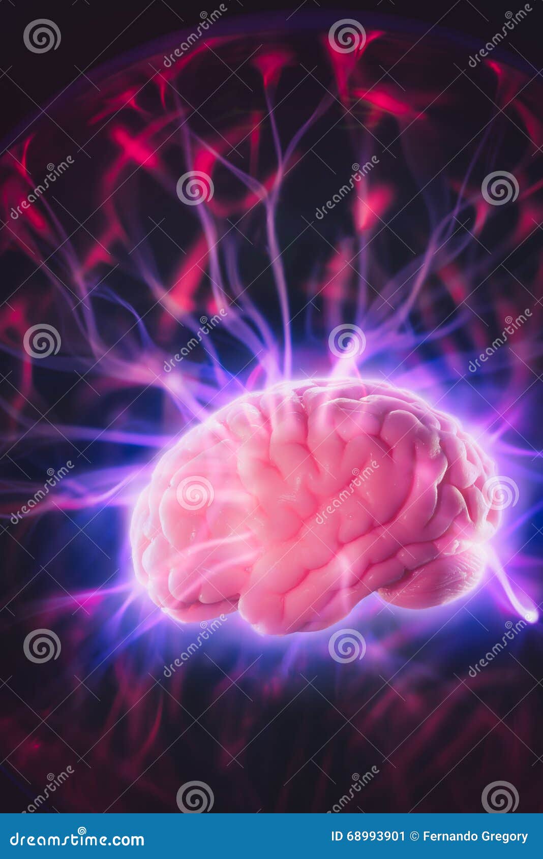 Brain Power Concept with Abstract Light Rays Stock Illustration ...