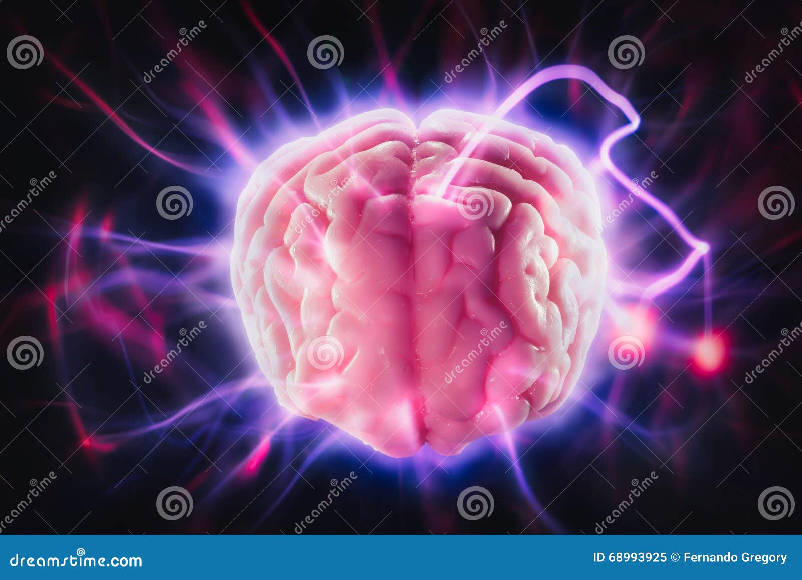 Brain Power Concept with Abstract Light Rays Stock Illustration ...