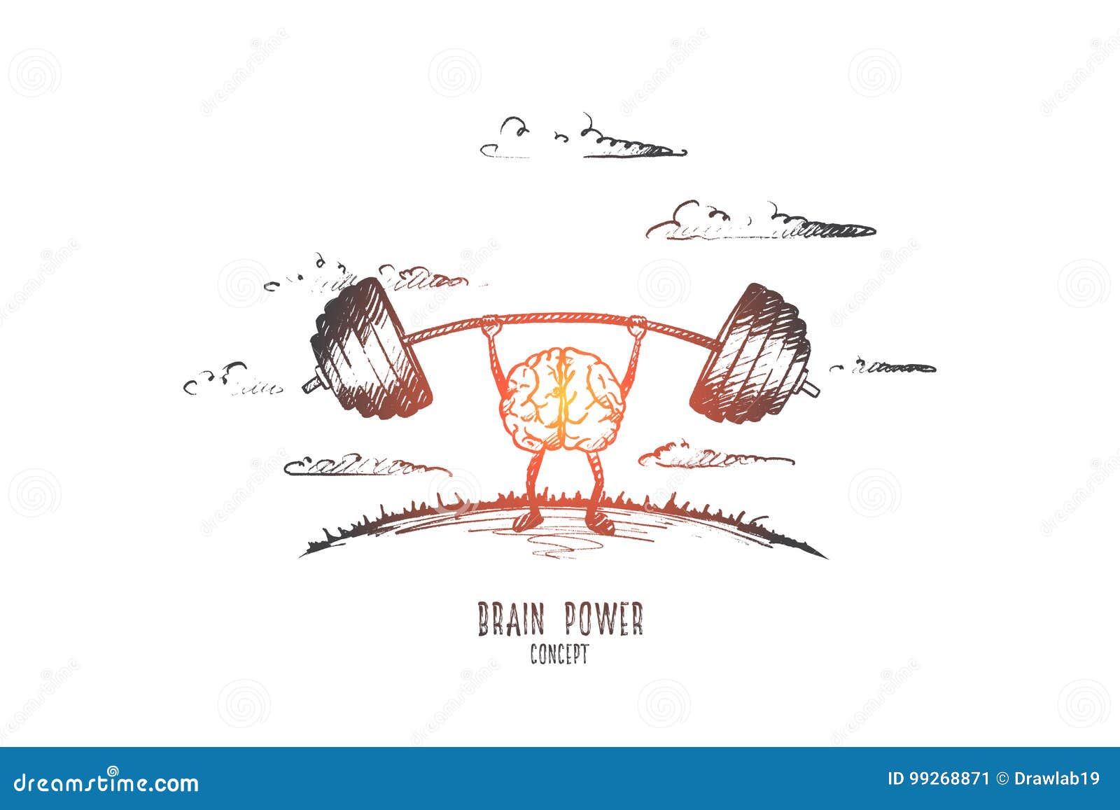 Brain Power Concept. Hand Drawn Isolated Vector. Stock Vector ...
