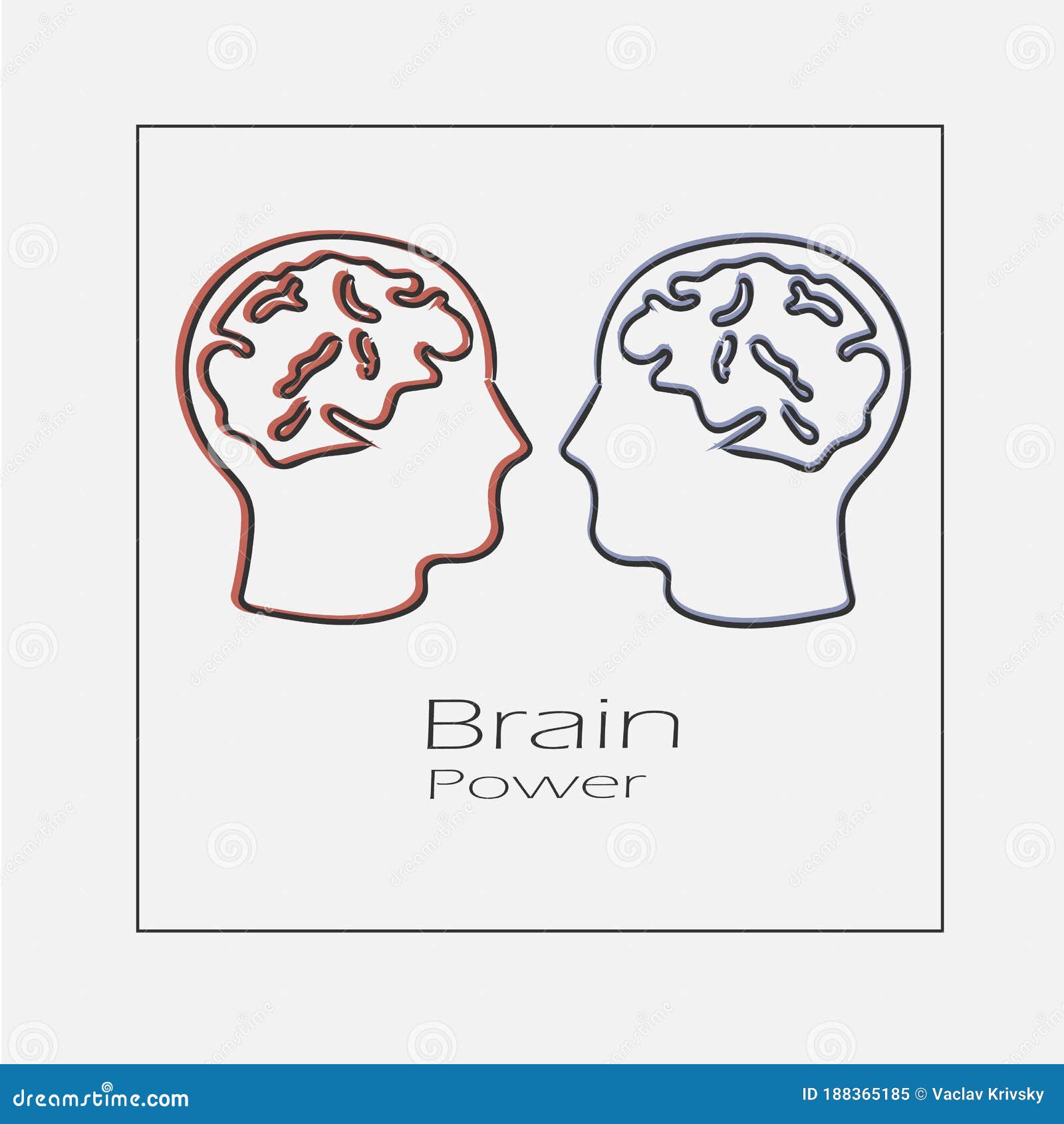 Brain Power Concept Illustration. Hand Drawn Flat Vector Icon Stock ...
