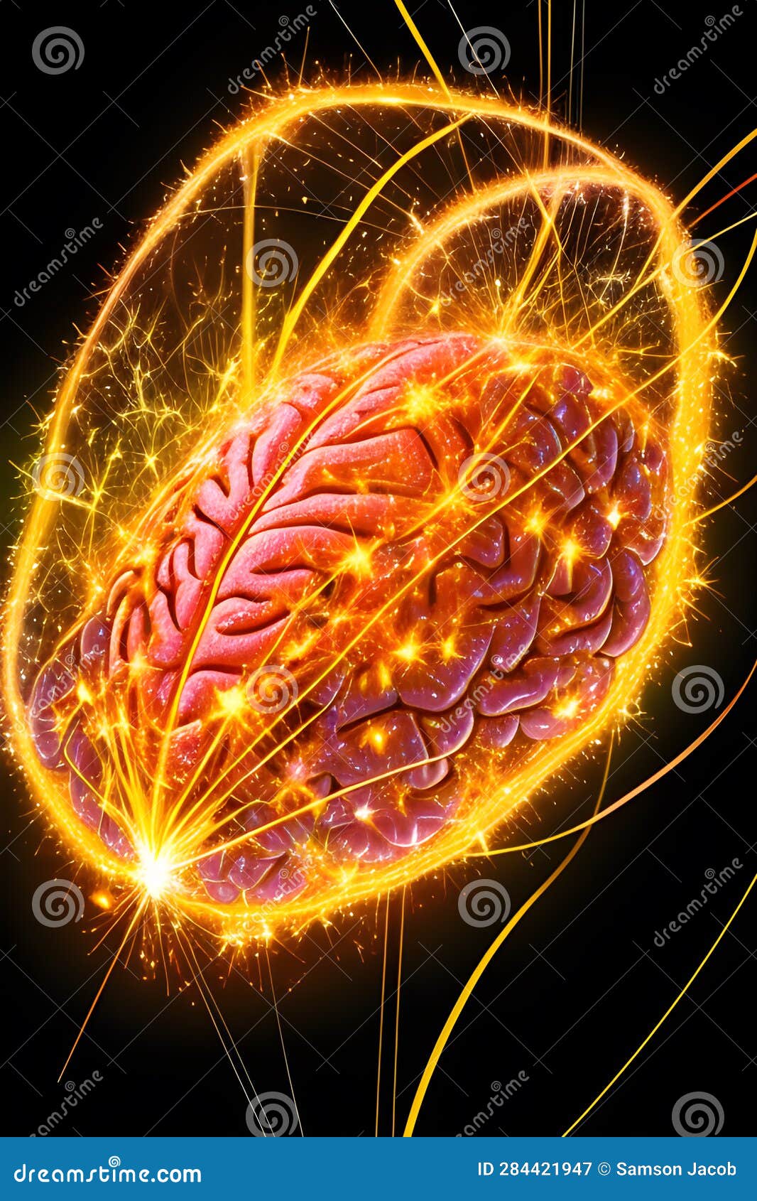 Brain Power and the Flow of Energy Generated by Ai Stock Image - Image ...