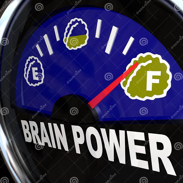 Brain Power Gauge Measures Creativity Intelligence Stock Illustration - Illustration of fuel ...