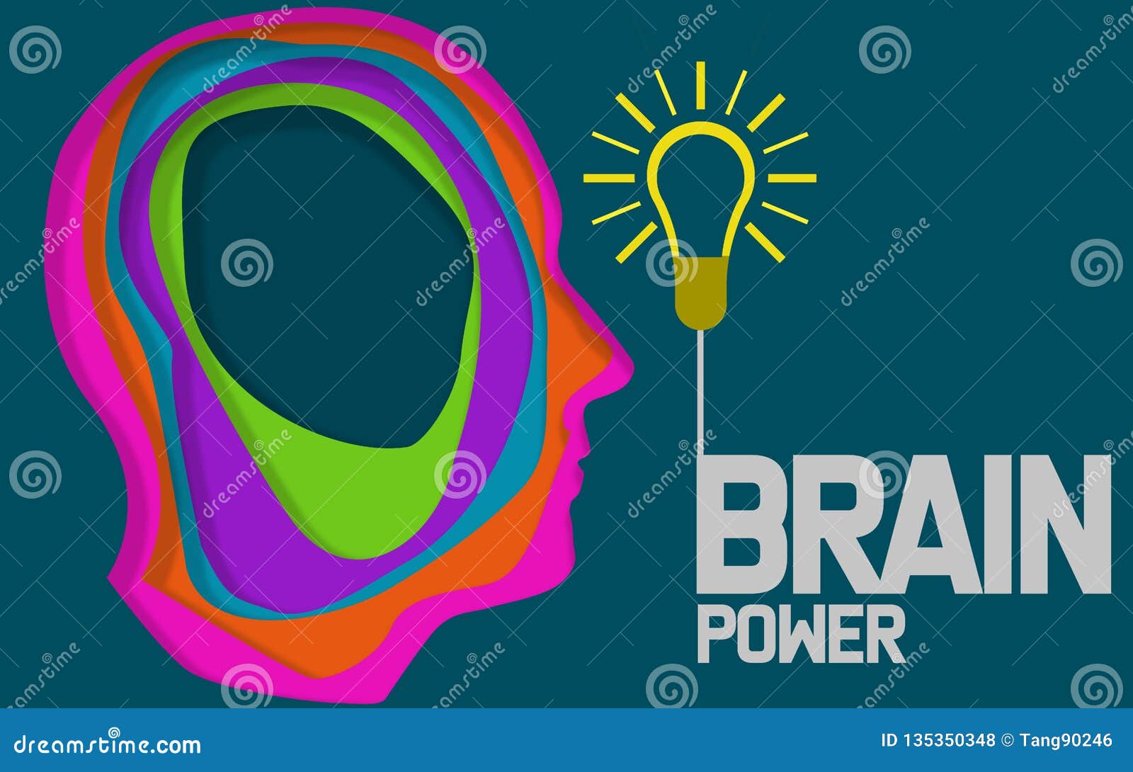 Brain Power, Human Head with Light Bulb Stock Illustration ...