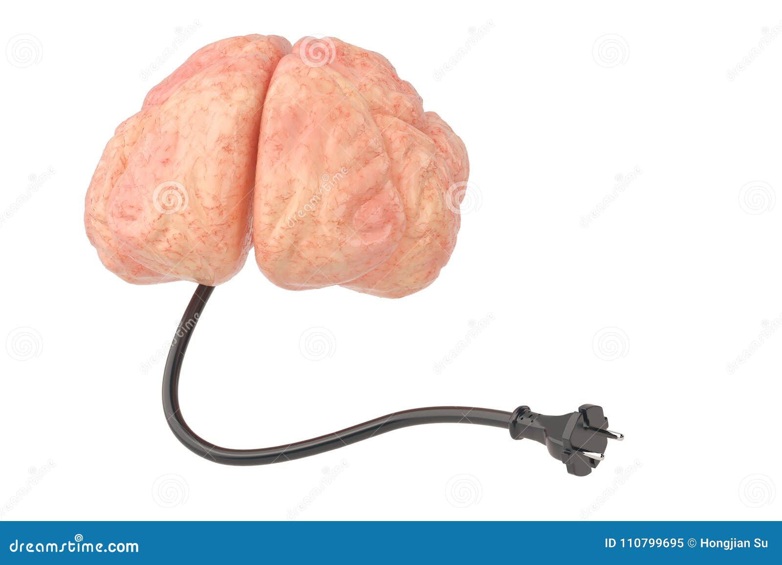 Brain and Power Plug.3D Illustration. Stock Illustration - Illustration ...