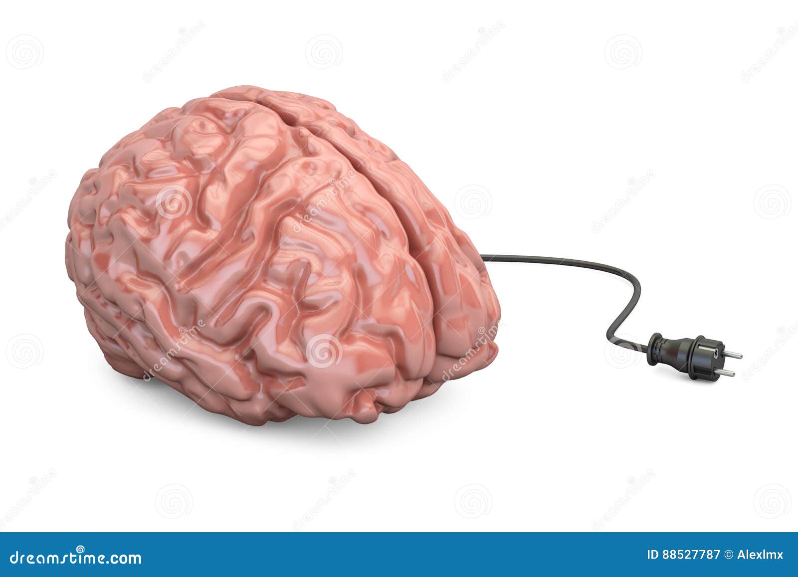 Brain and Power Plug, Thinking Concept. 3D Illustration Stock ...