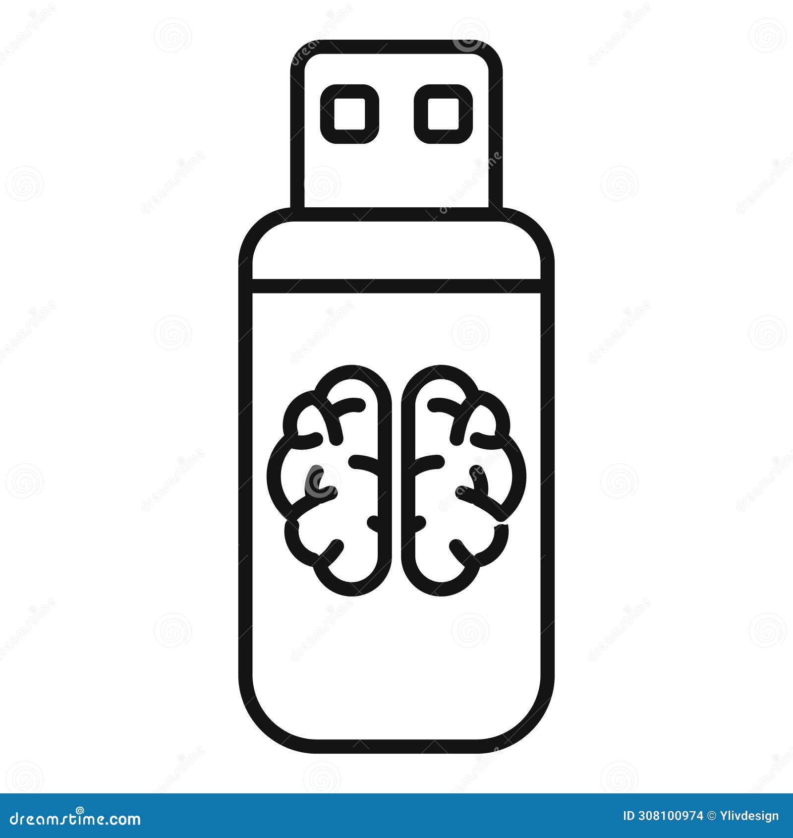 Brain Power Usb Icon Outline Vector. Memory Page Stock Illustration ...