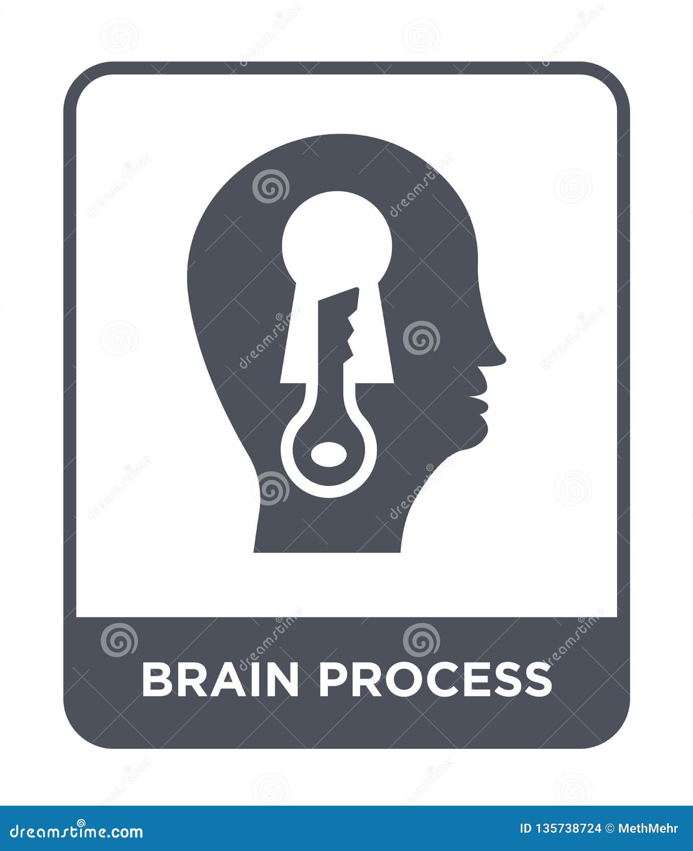 Brain Process Icon in Trendy Design Style. Brain Process Icon Isolated ...