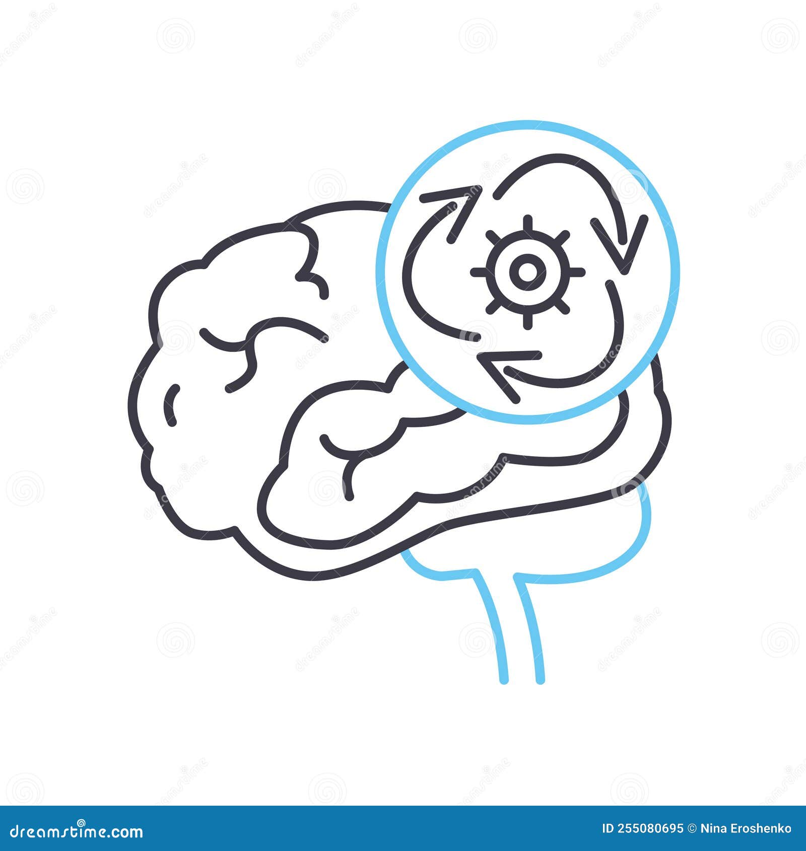 Brain Process Line Icon, Outline Symbol, Vector Illustration, Concept ...