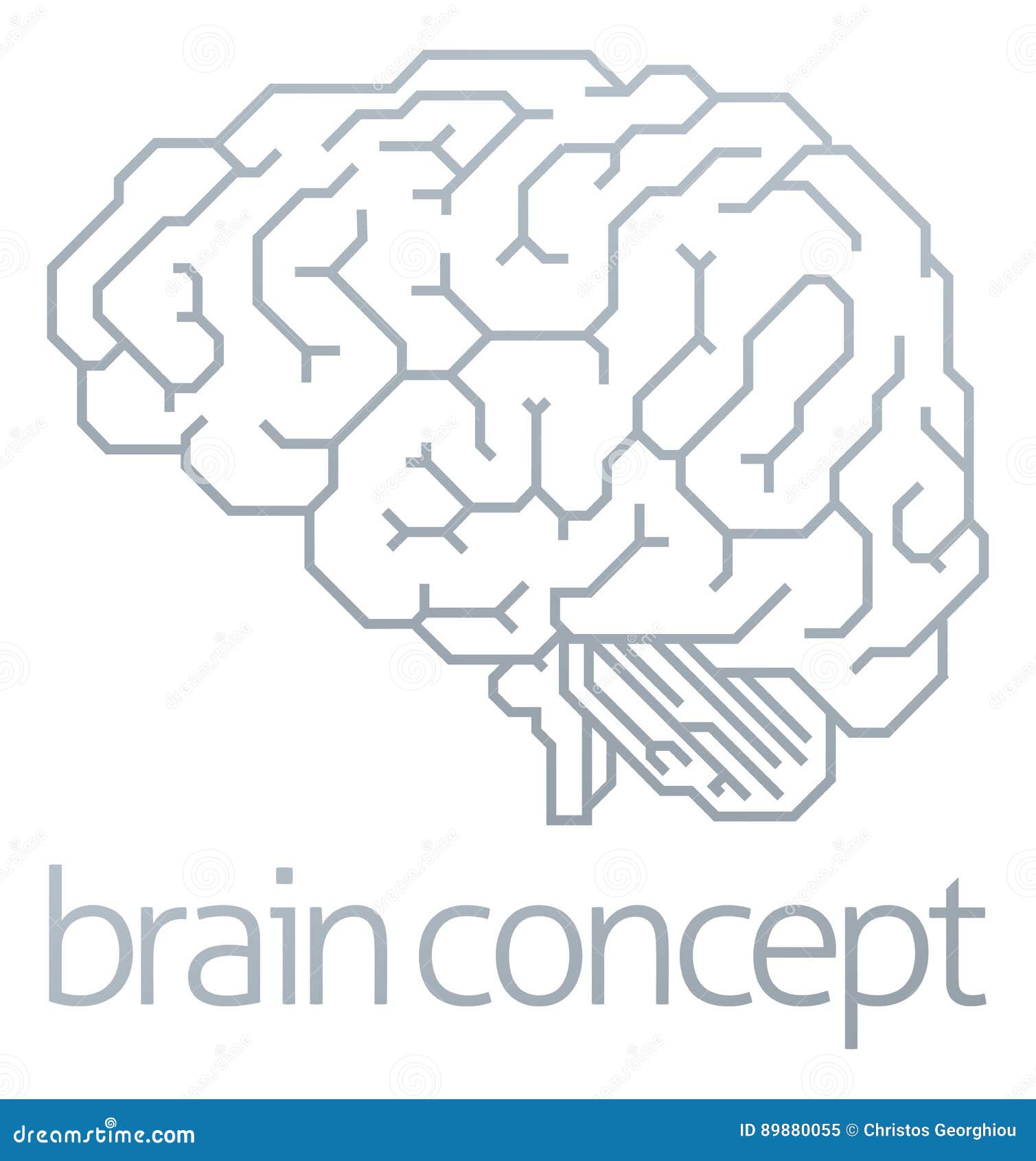 Brain Profile Concept stock vector. Illustration of board - 89880055
