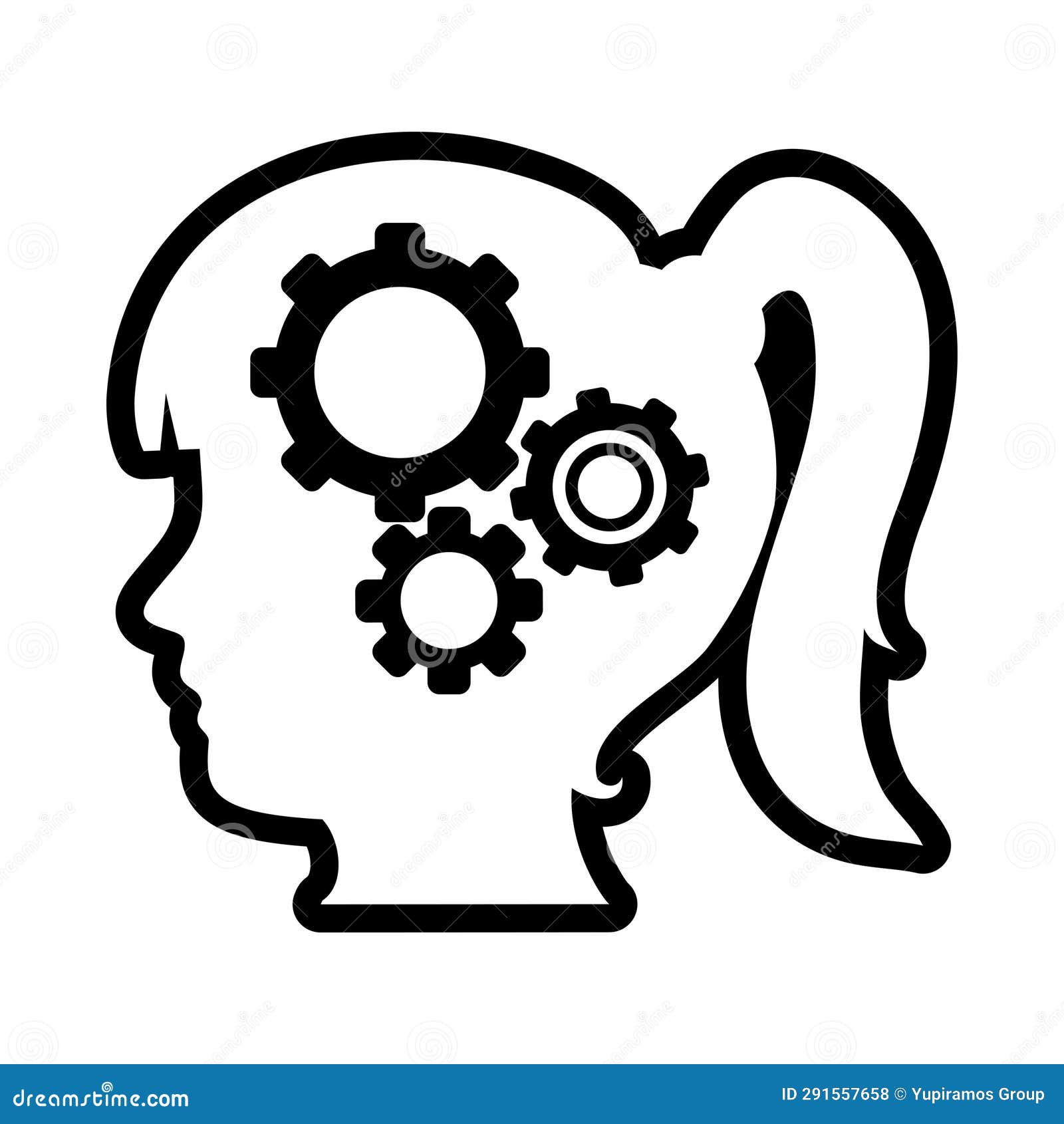 Brain Profile Icon Cog Wheels Stock Illustration - Illustration of icon ...