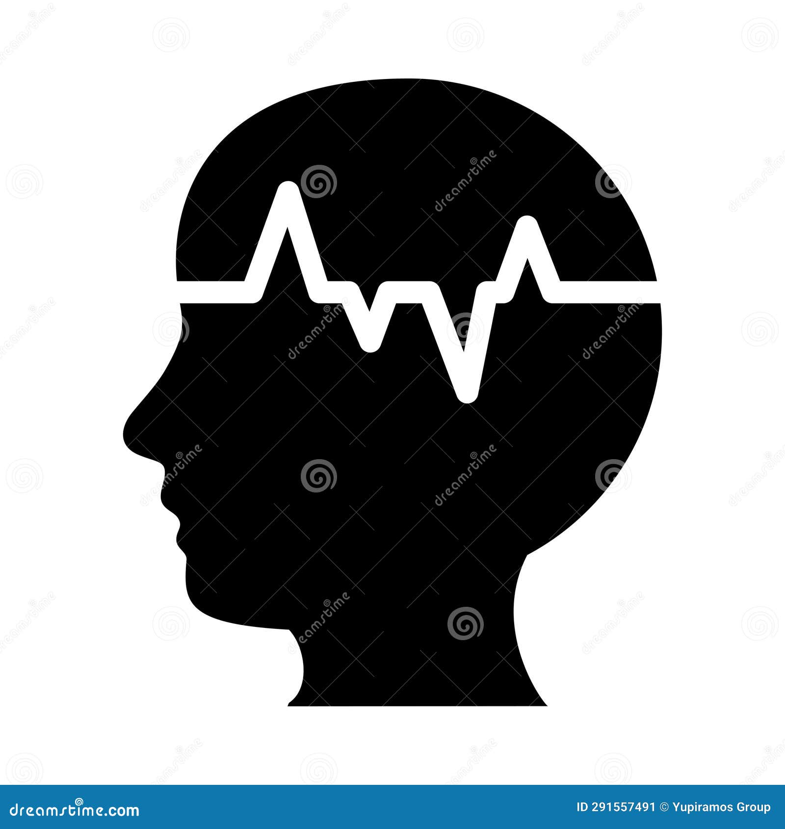 Brain Profile Icon Heartbeat Stock Illustration - Illustration of icon ...