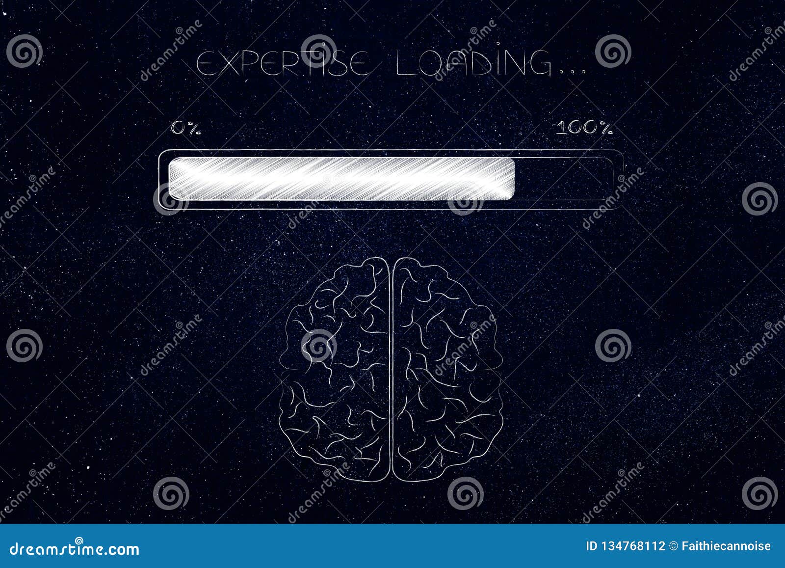 Brain with Progress Bar and Expertise Loading Text Stock Illustration ...