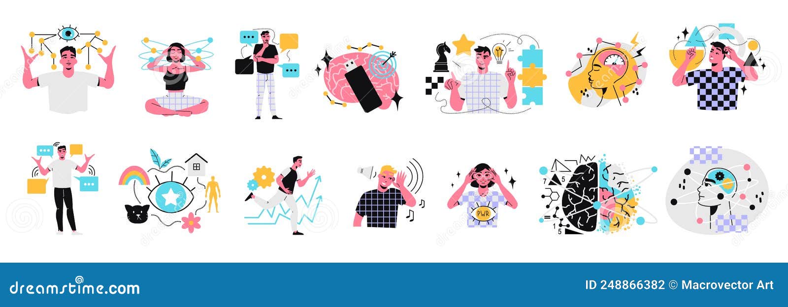 Brain Progress Memory Set stock vector. Illustration of intelligence ...