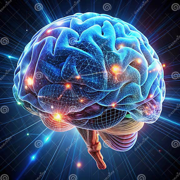 Brain Projecting 3D Data stock illustration. Illustration of processing ...