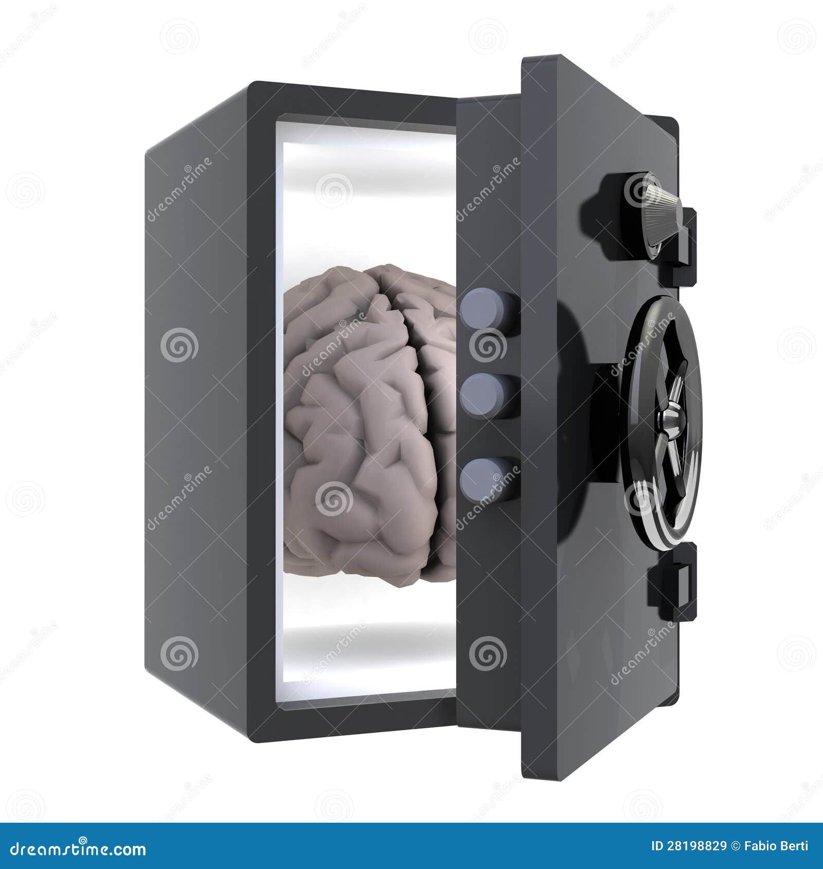 Brain protected in a safe stock illustration. Illustration of icon ...