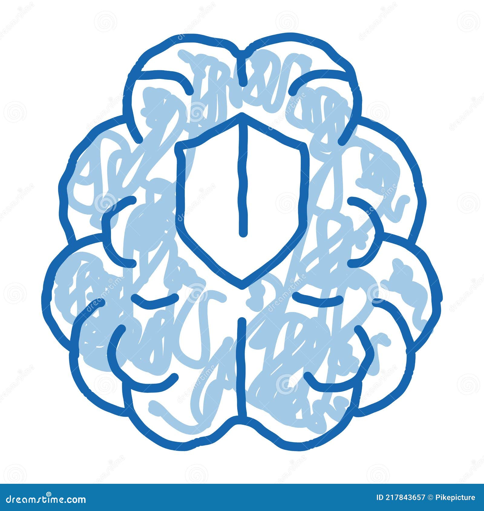 Brain Protection Doodle Icon Hand Drawn Illustration Stock Vector Illustration Of