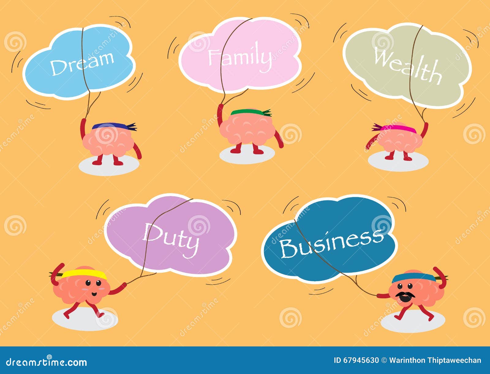 Brain Pull Life Purposes on Sky Stock Vector - Illustration of ...