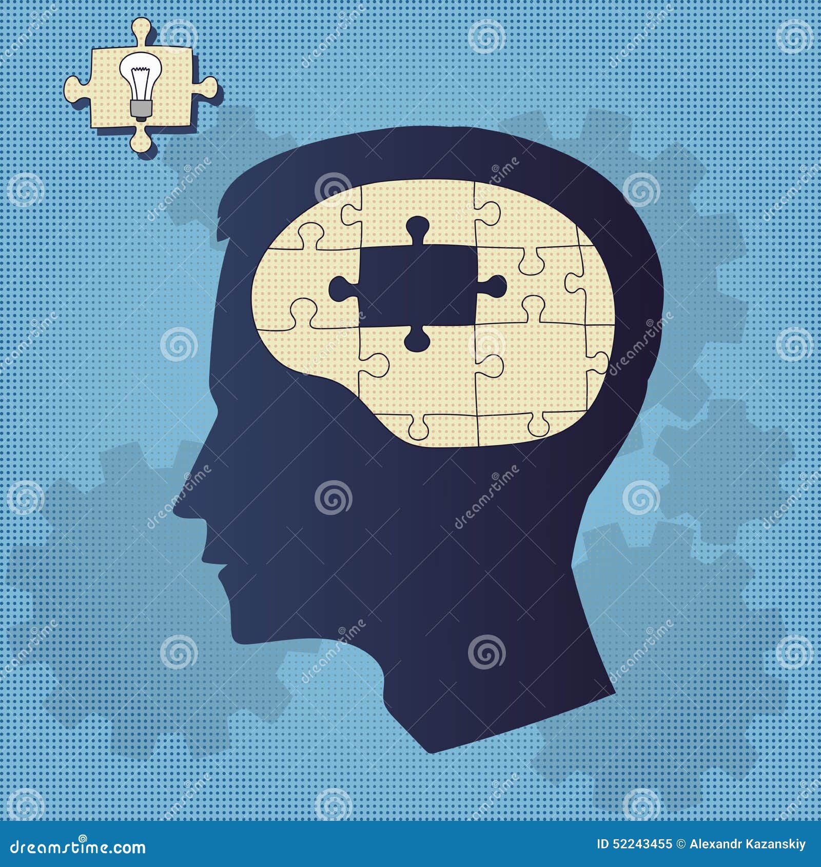Brain Puzzle ilustração do vetor. Ilustração de colorido - 52243455