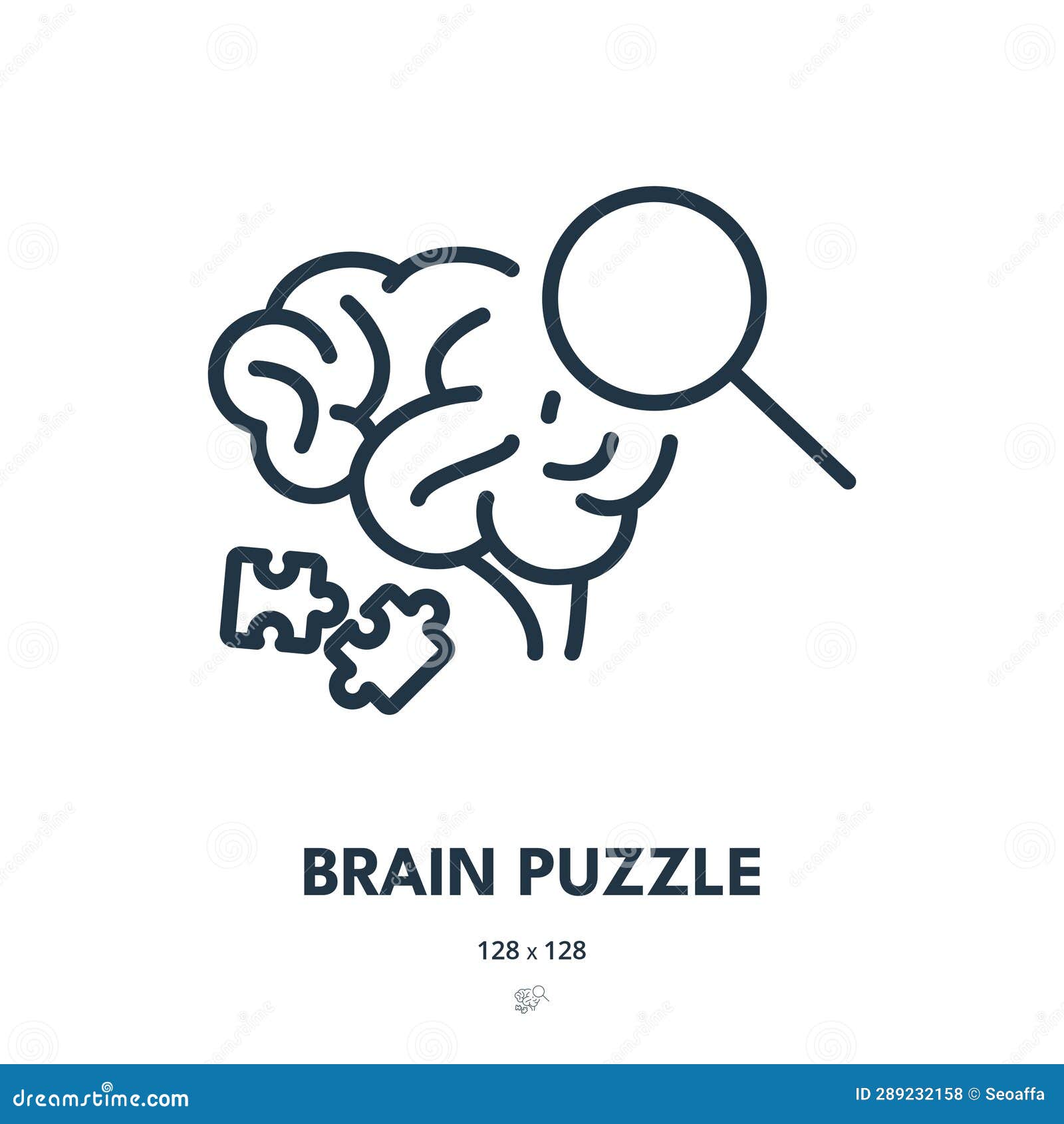 Brain Puzzle Icon. Brainstorm, Creativity, Think. Editable Stroke ...