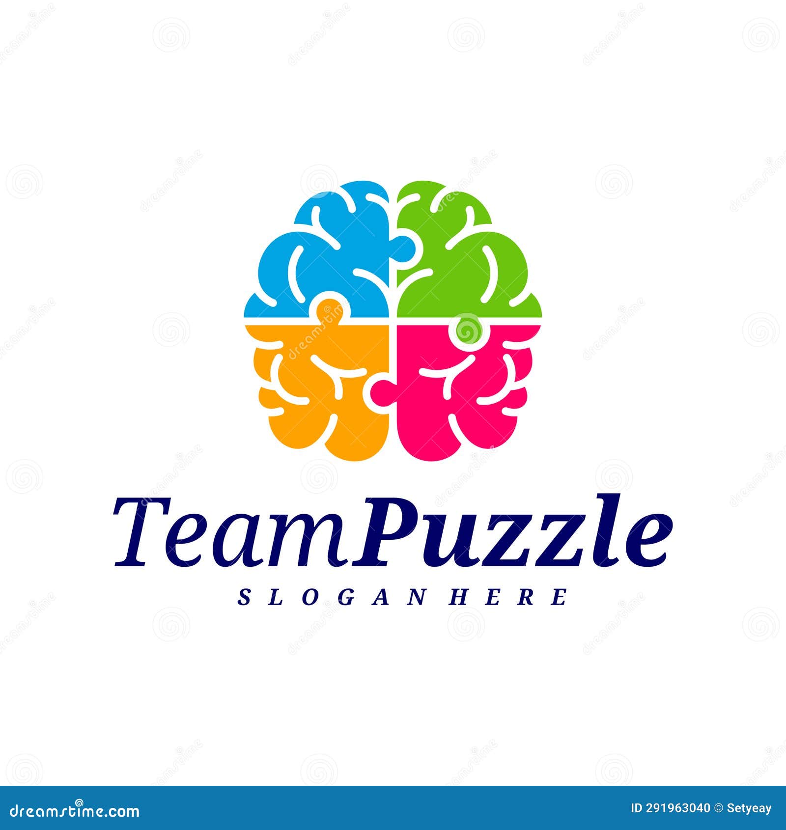 Brain Puzzle Logo Design Vector Template, Vector Label of Puzzle ...