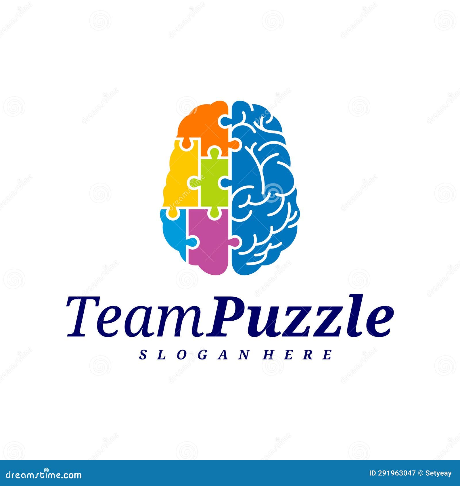 Brain Puzzle Logo Design Vector Template, Vector Label of Puzzle ...