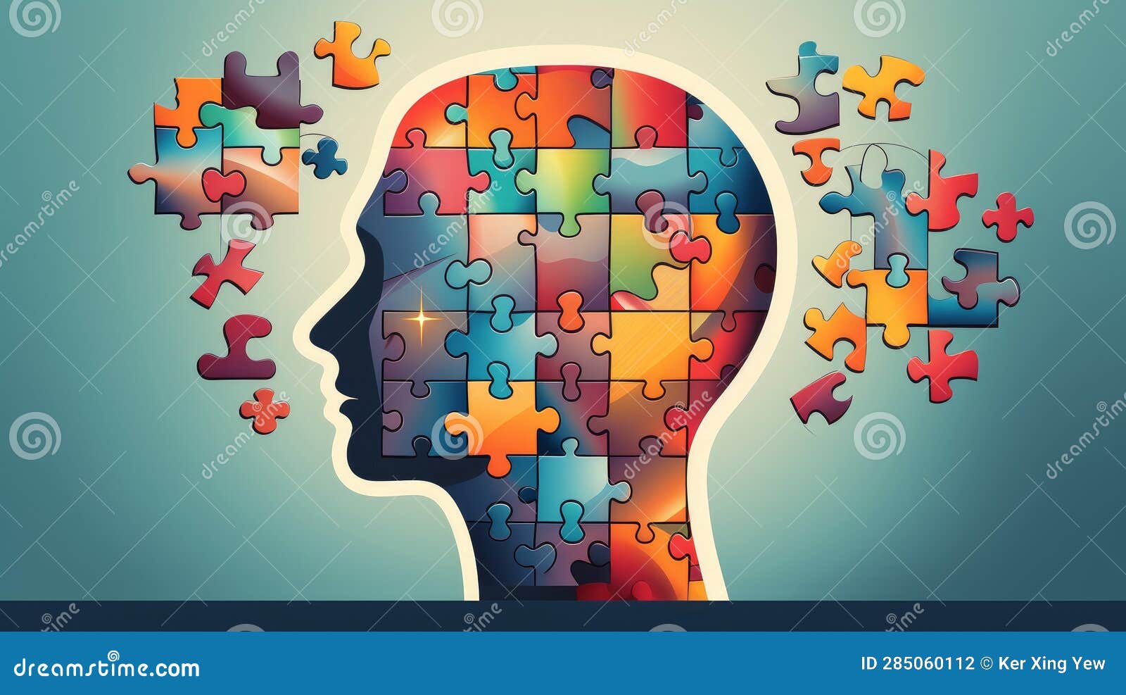 A Brain with Puzzle Pieces Fitting Together, Illustrating Mental Puzzle ...