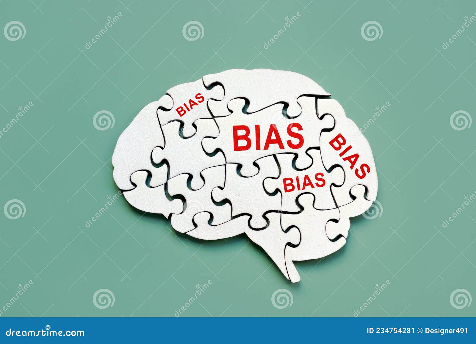 Brain from Puzzle Pieces and with Inscriptions Bias. Stock Image ...