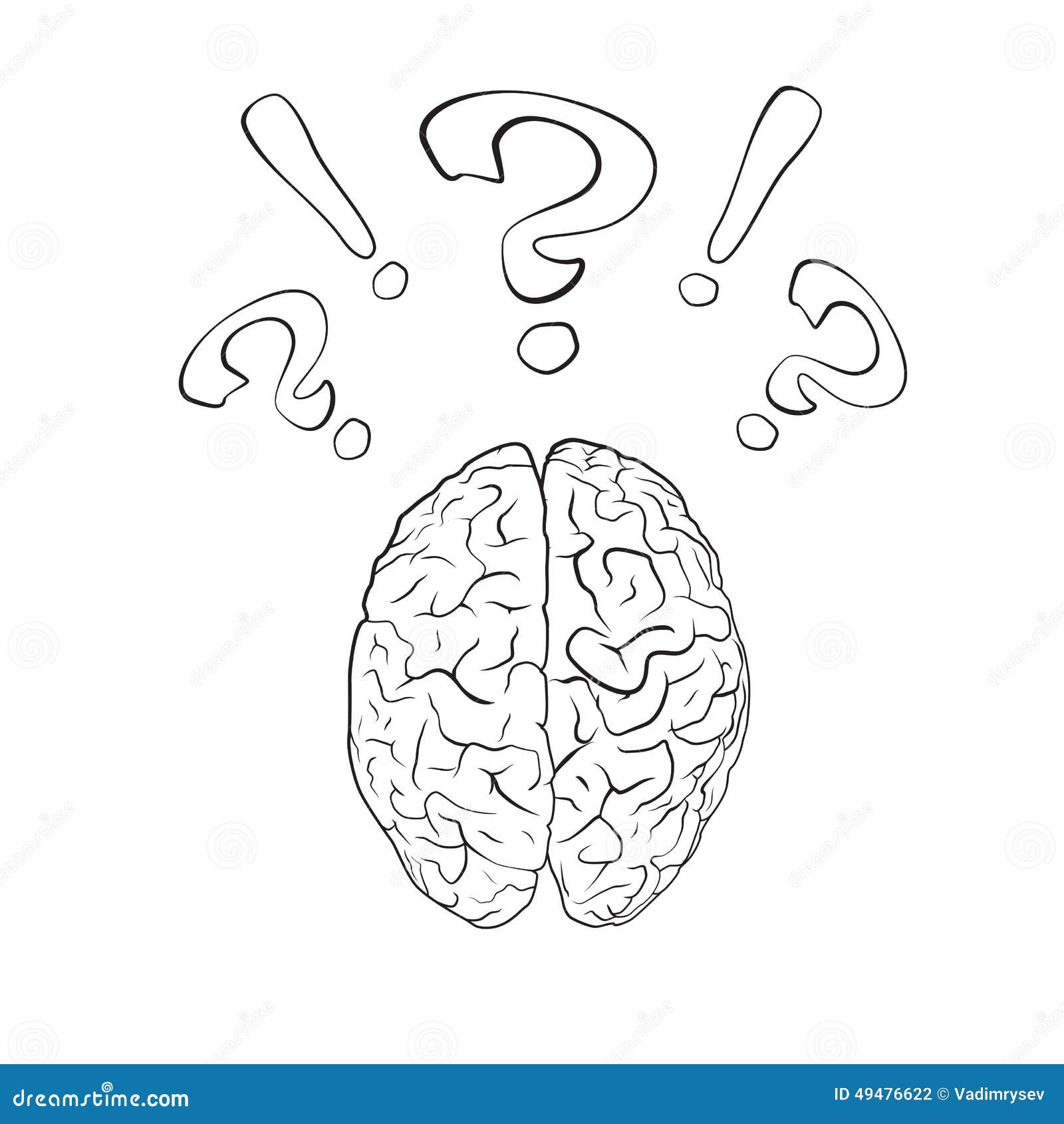 Brain With Question Mark And Exclamation Mark Vector Illustration ...