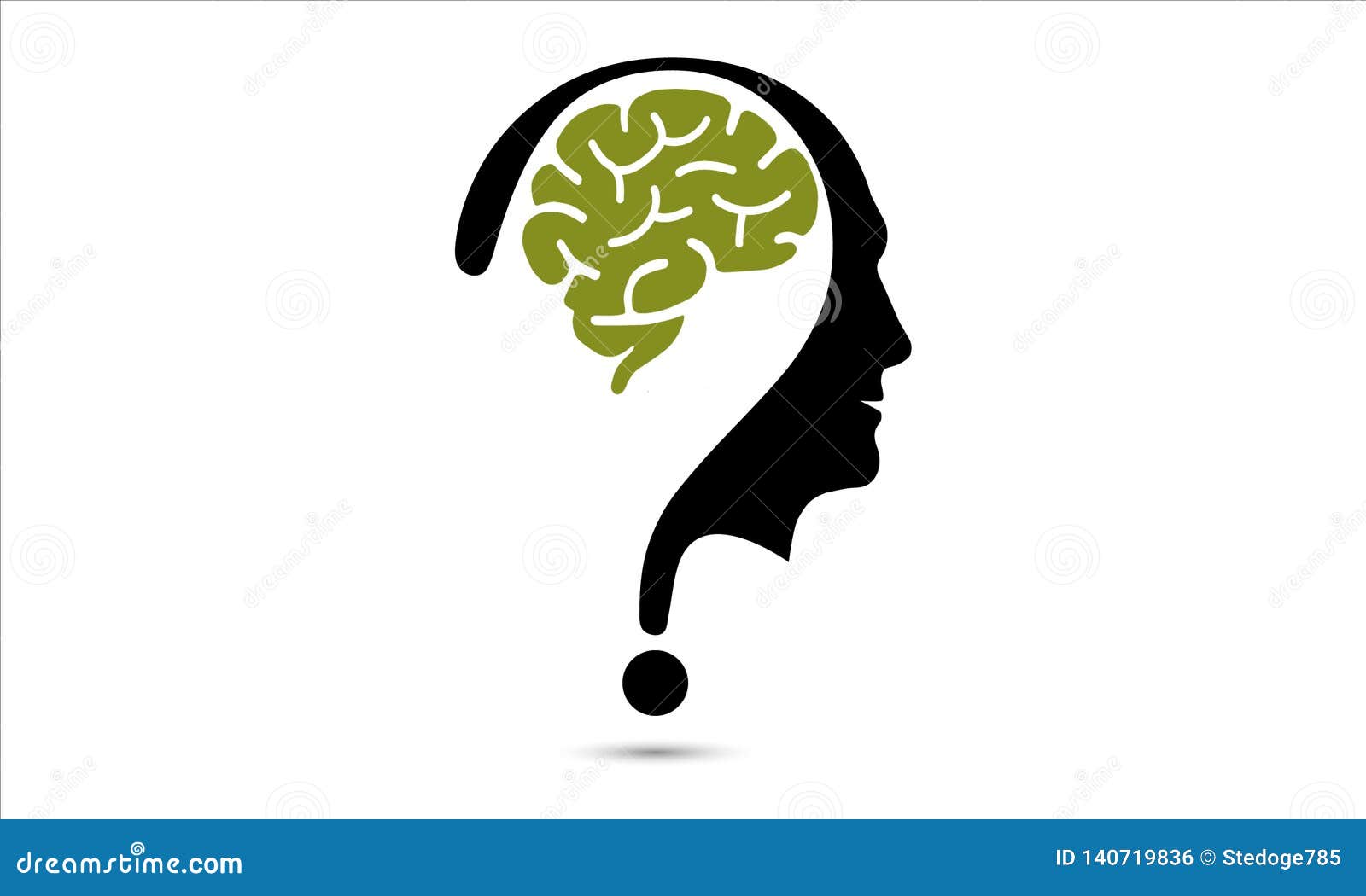 Brain with Question Mark and Human Vector Icon Stock Vector ...