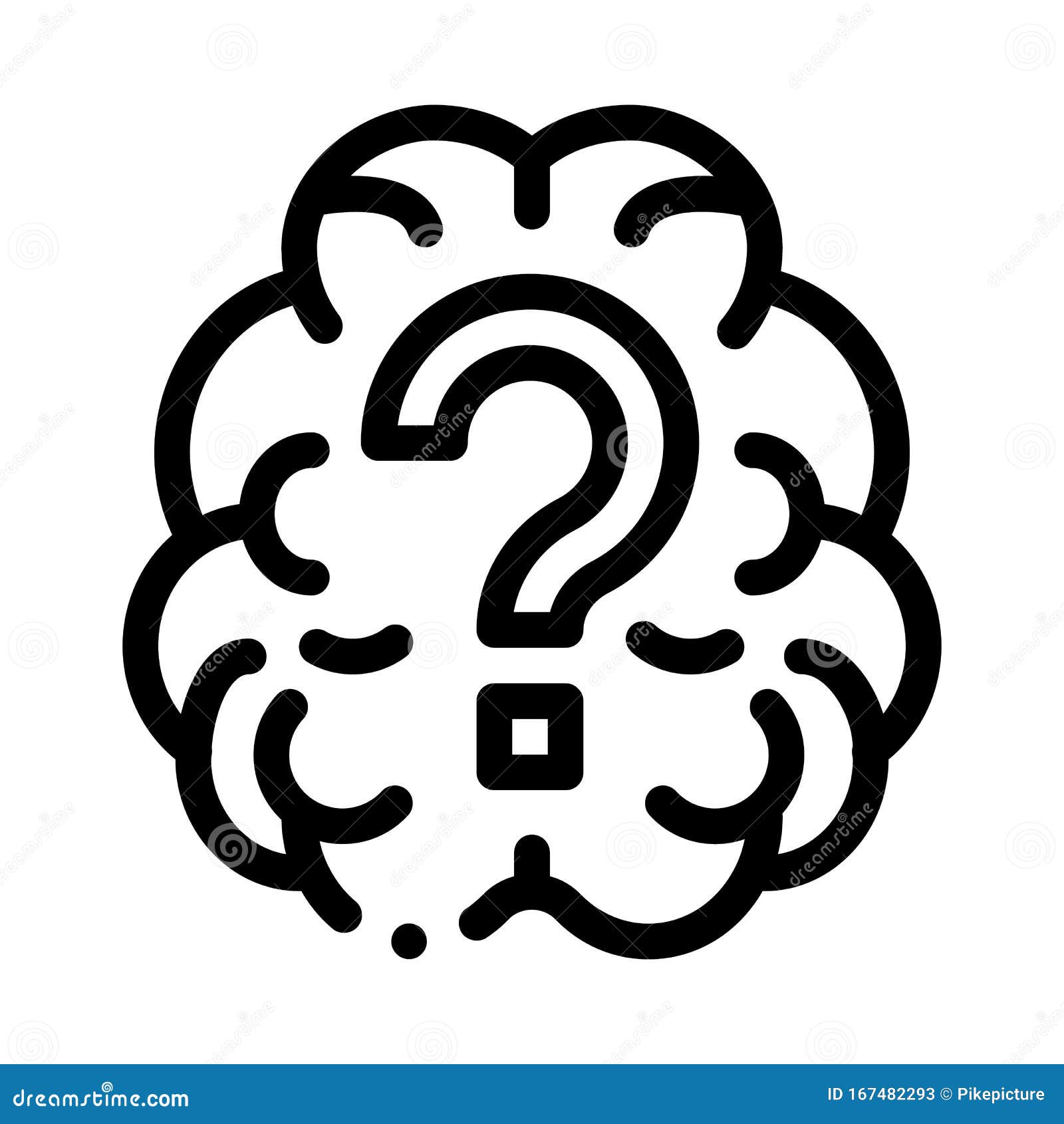 Brain and Question Mark Icon Outline Illustration Stock Vector ...