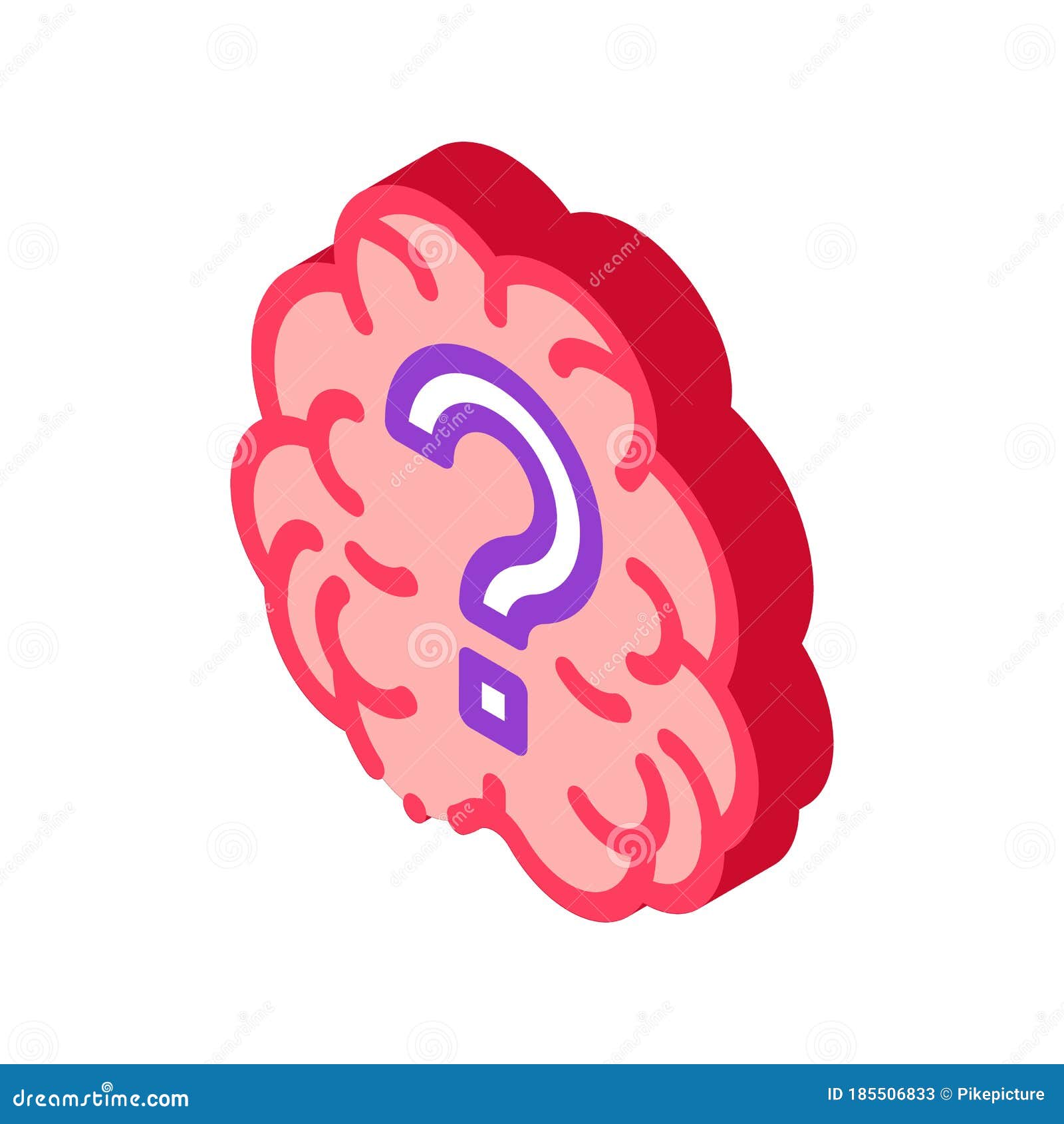 Brain and Question Mark Isometric Icon Vector Illustration Stock Vector ...