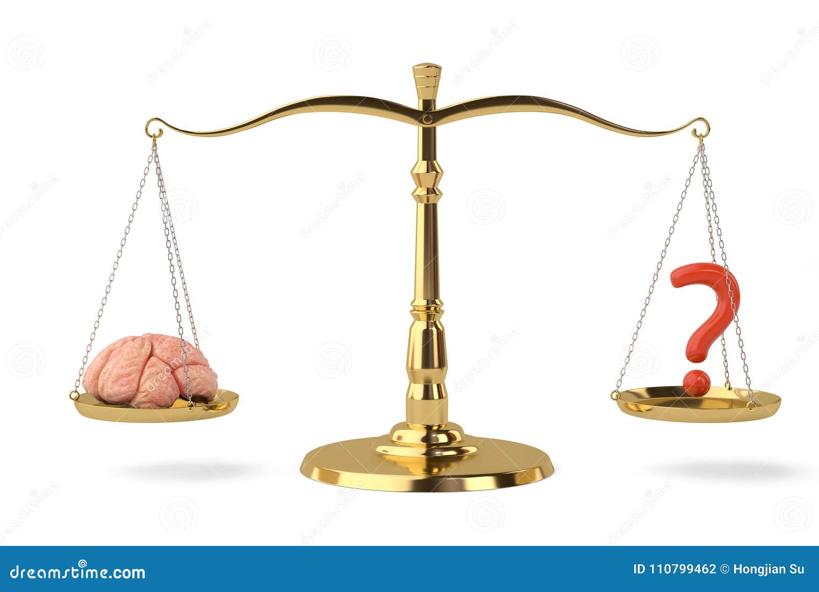 Brain with Question Mark on Scales.3D Illustration. Stock Illustration ...