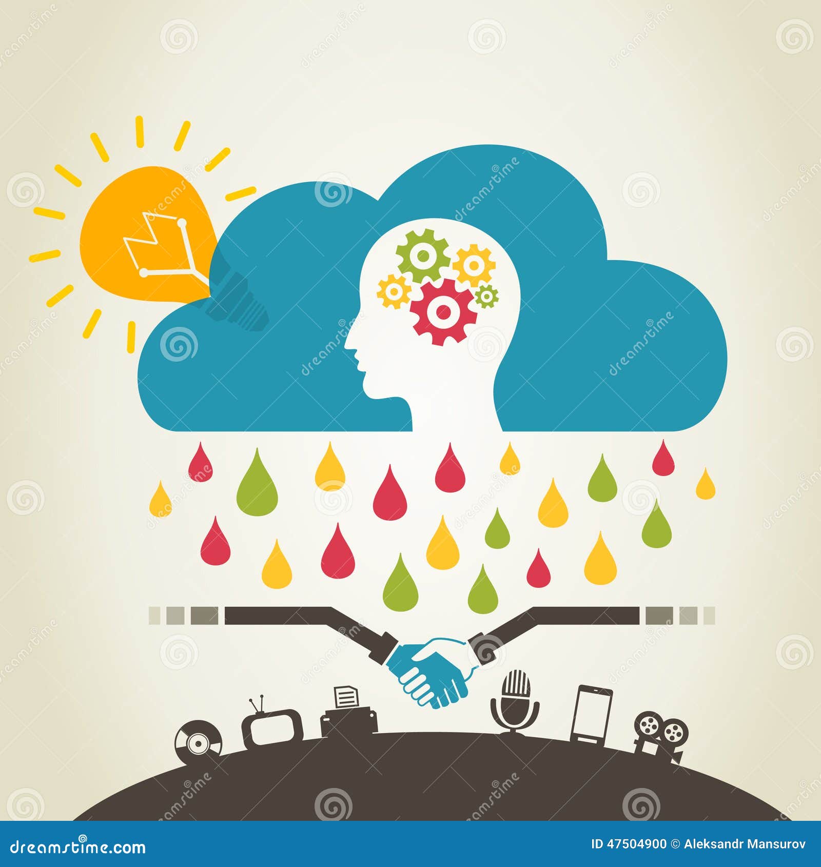 Brain rain stock vector. Illustration of cloudscape, wallpaper - 47504900