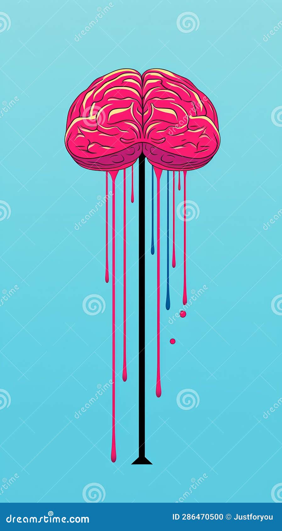 Brain Reaction Flows in Pop Art Style. Generative Ai Stock Illustration ...