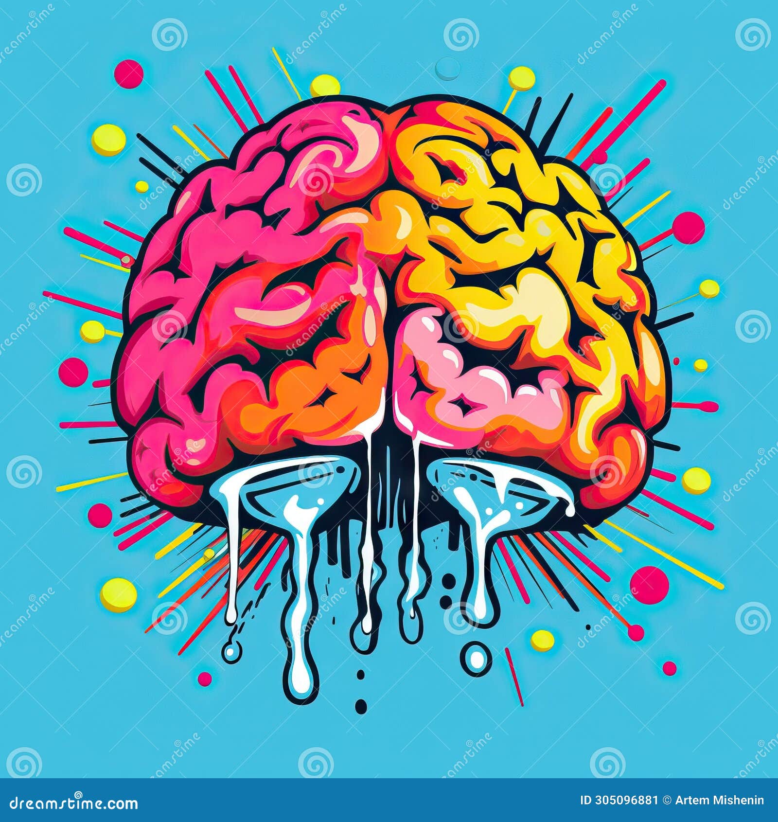 Brain Reaction, Pop Art, Simple, Minimalistic. Stock Image - Image of ...
