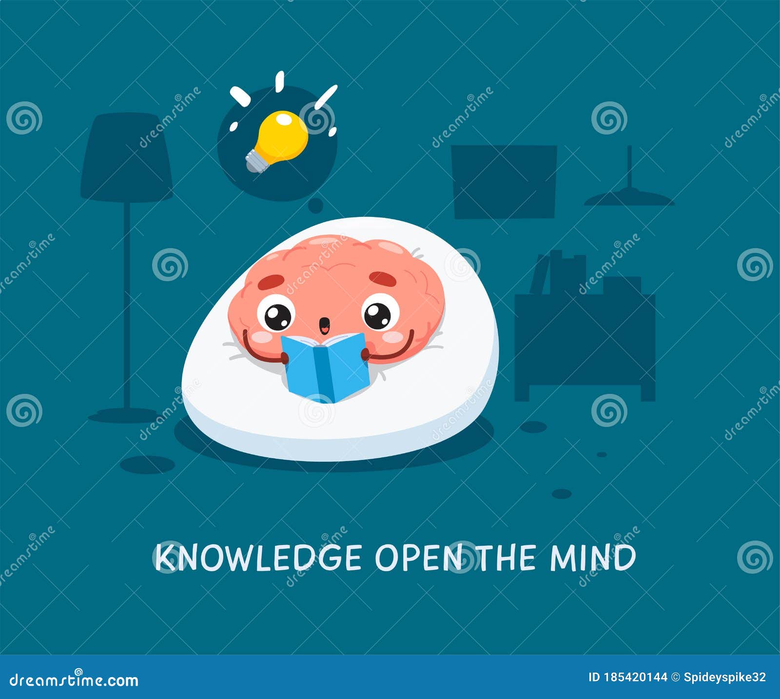 A Brain is Reading the Blue Book. Isolated Vector Illustration Stock ...