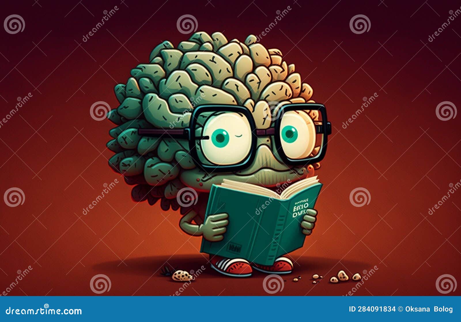 Cartoon Brain with Eyes. the Brain Receives Knowledge. Stock ...