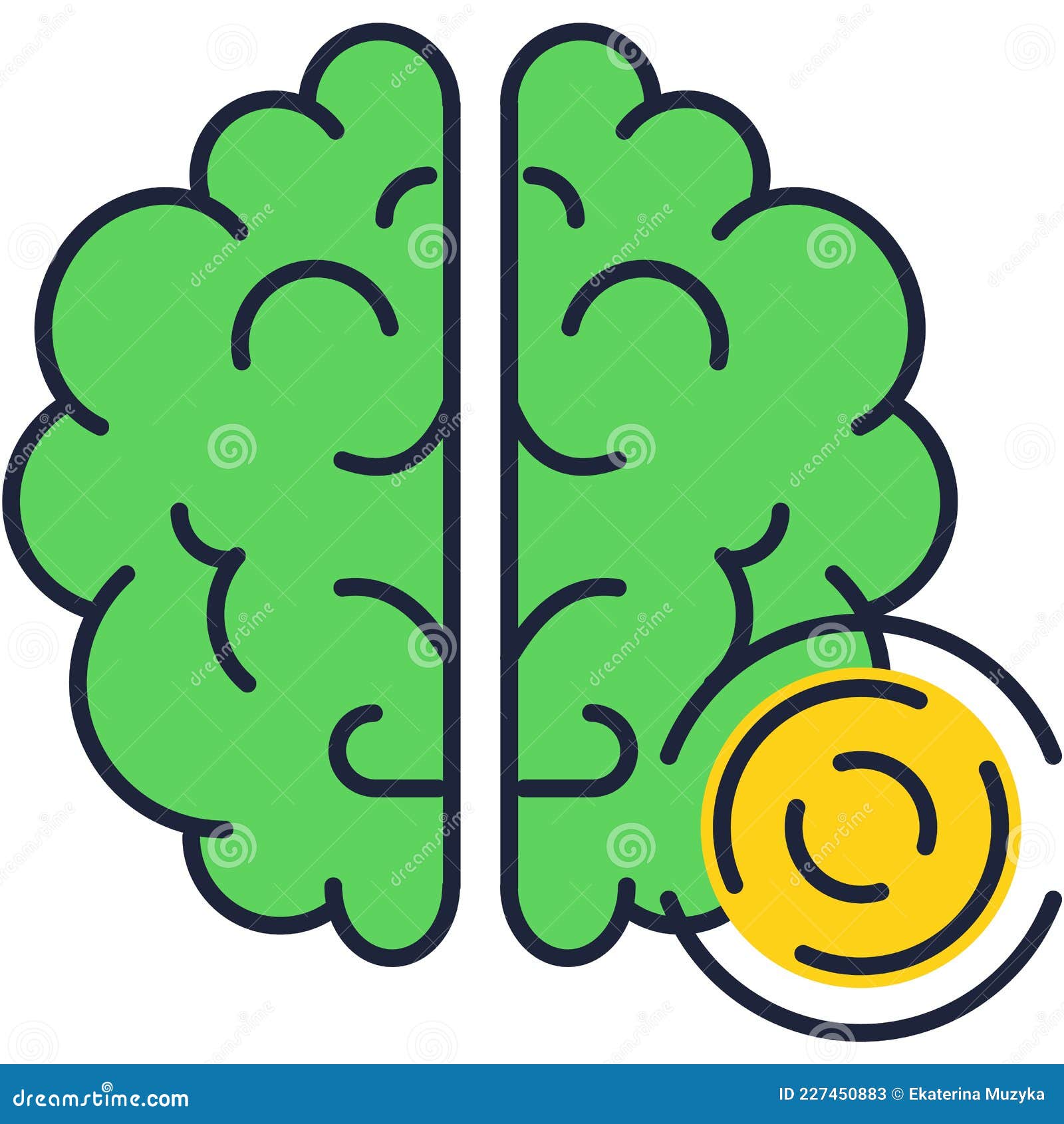 Brain Recharge Flat Outline Icon Vector Design Stock Vector ...