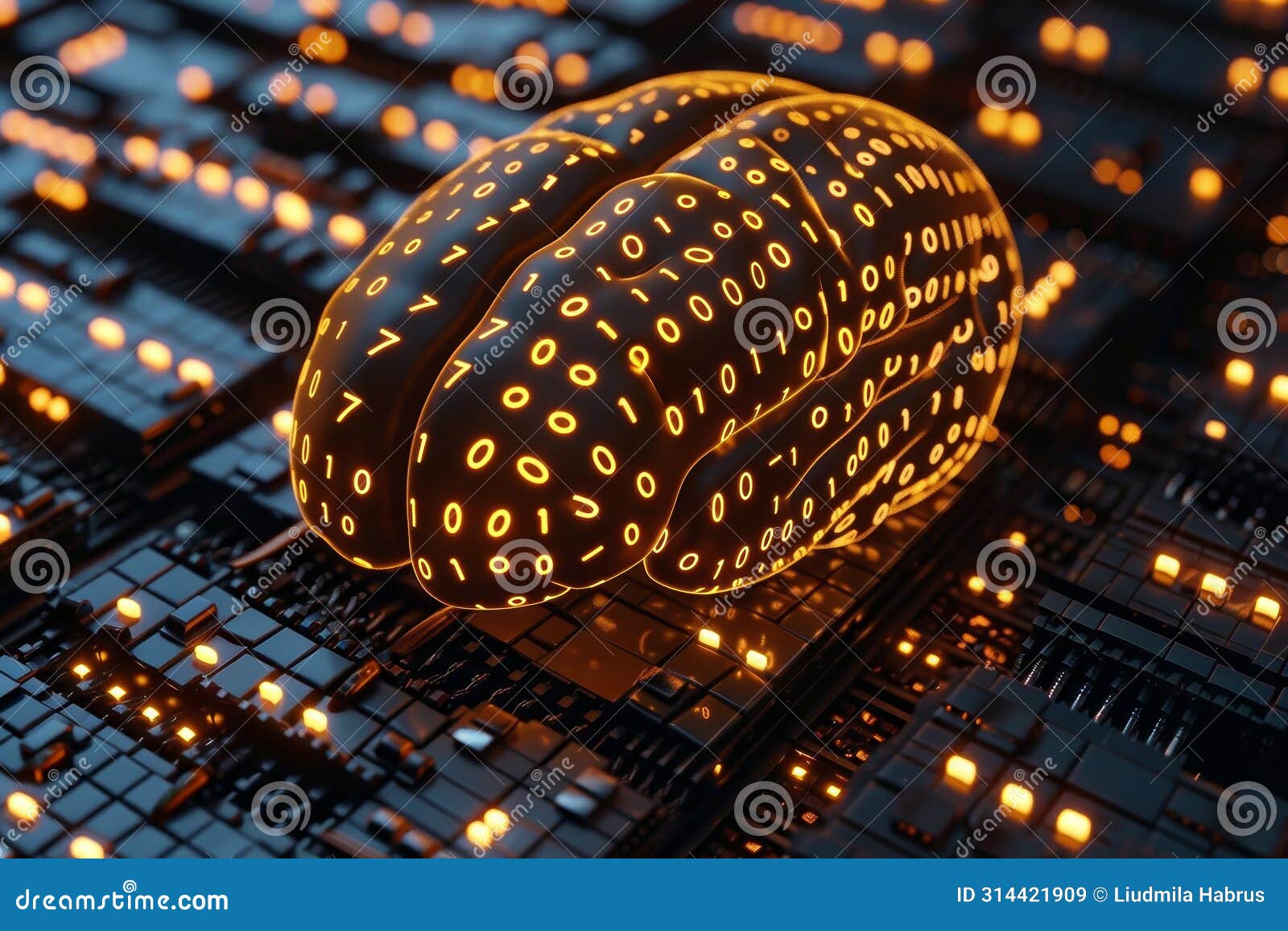 A Brain with a Red and Blue Color Scheme Stock Image - Image of digital ...