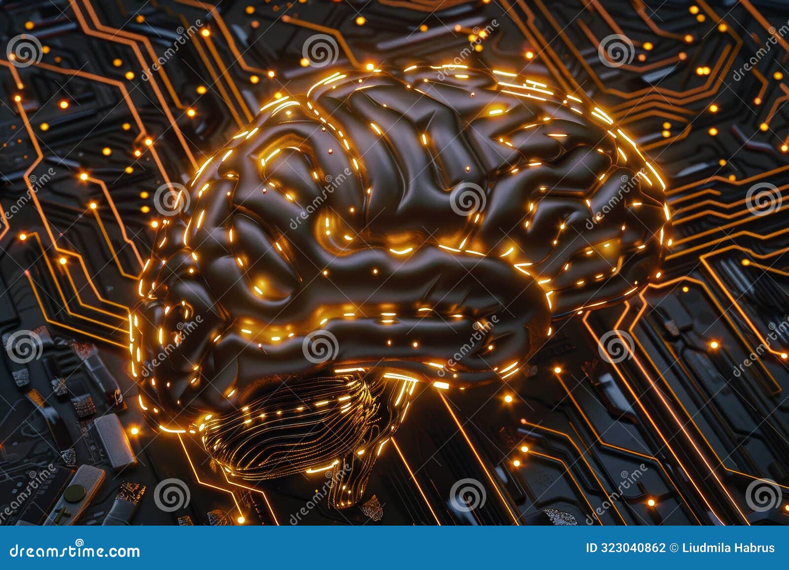 A Brain with a Red and Blue Color Scheme Stock Photo - Image of idea ...
